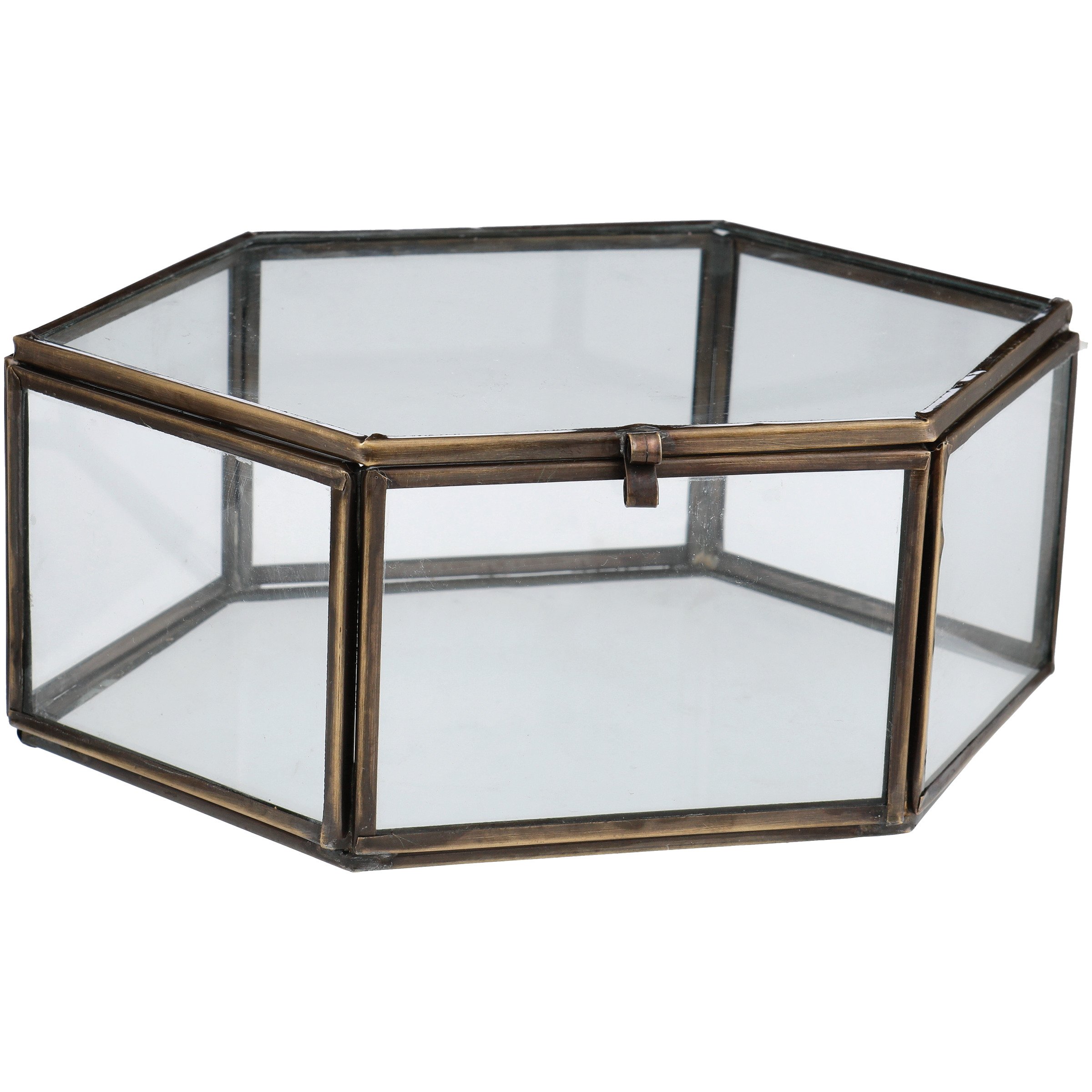 Haven + Key Hexagon Glass Jewelry Box with Bronze Trim - Shop Seasonal ...