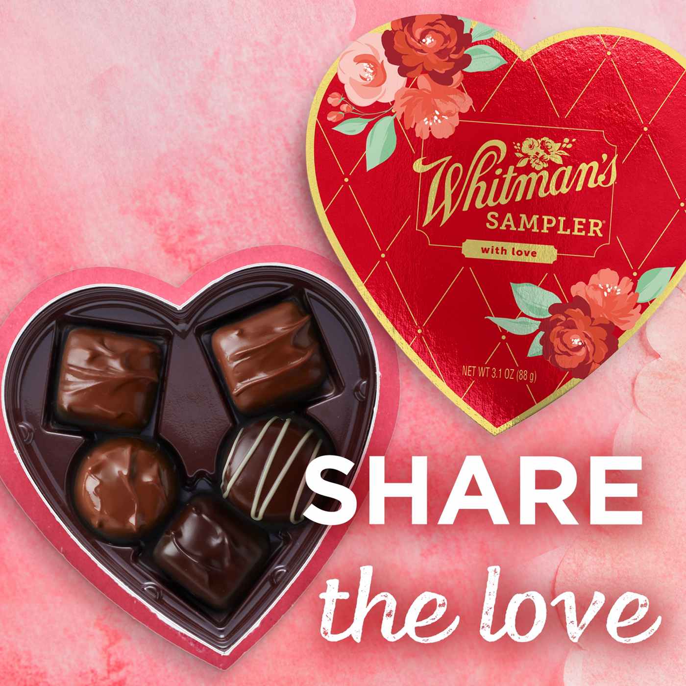 Whitman's Sampler Assorted Chocolates Valentine's Heart Gift Box, 5 pc ...