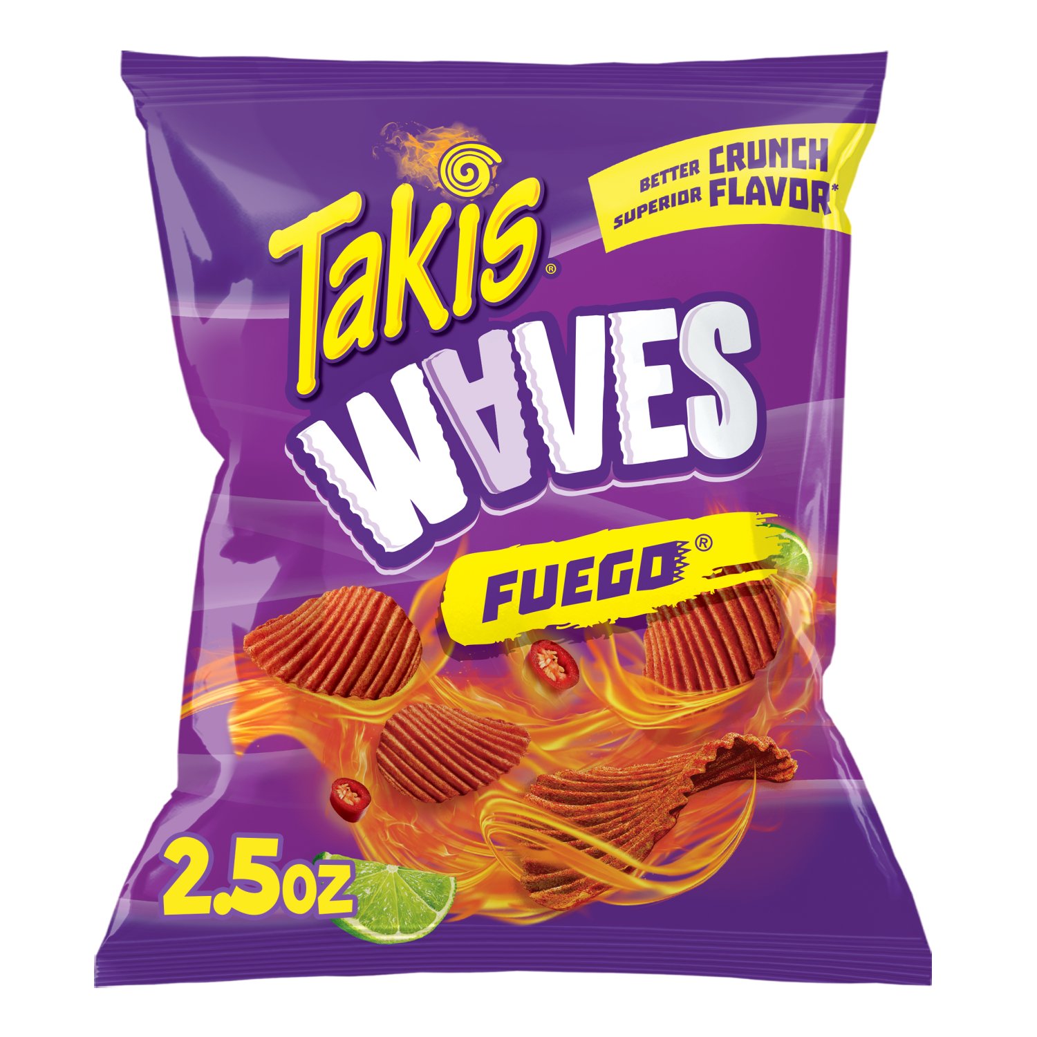 Takis Fuego Waves Snack Size Bag - Hot Chili Pepper & Lime Wavy Potato ...