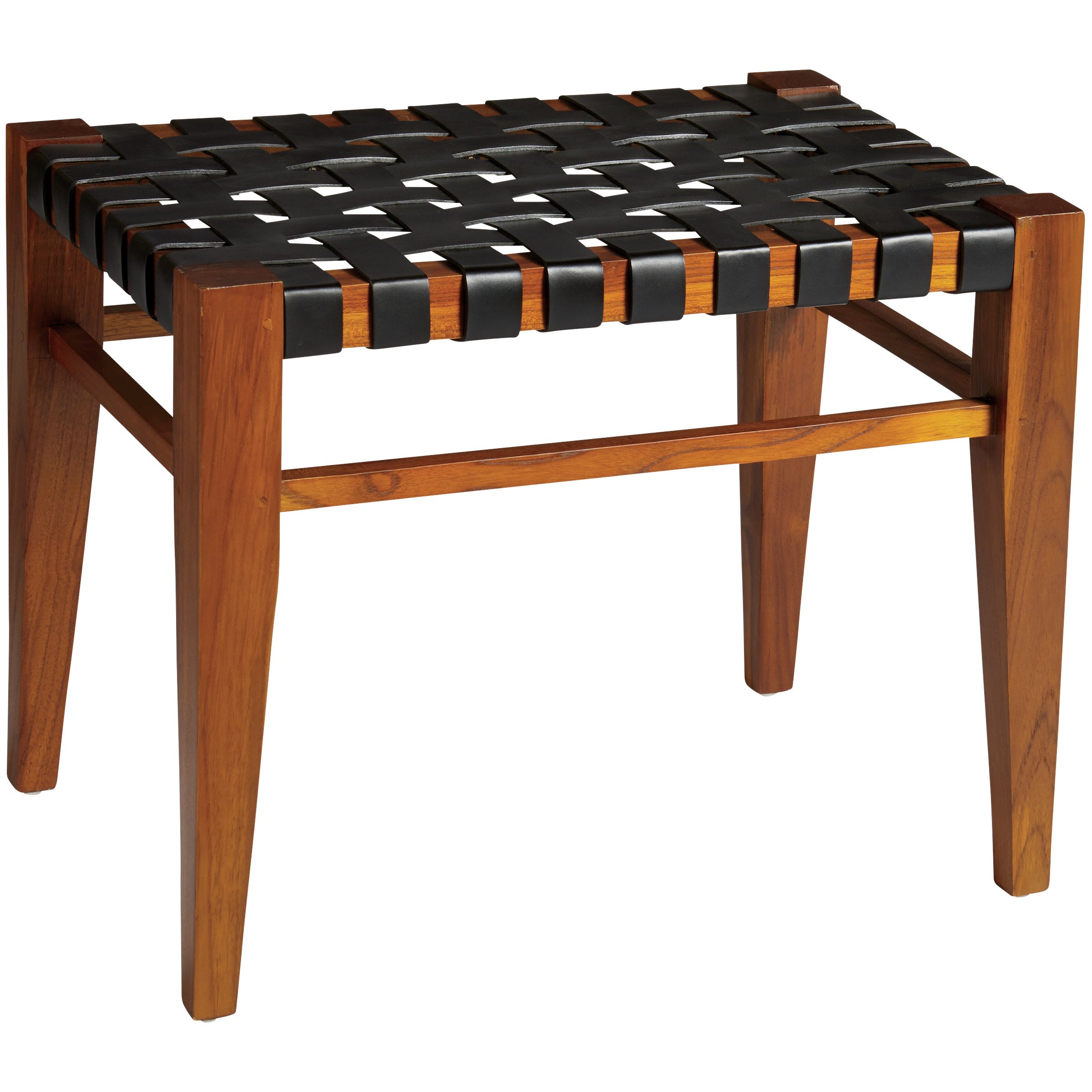 Haven + Key Woven Leather Stool – Black - Shop Seasonal decor at H-E-B