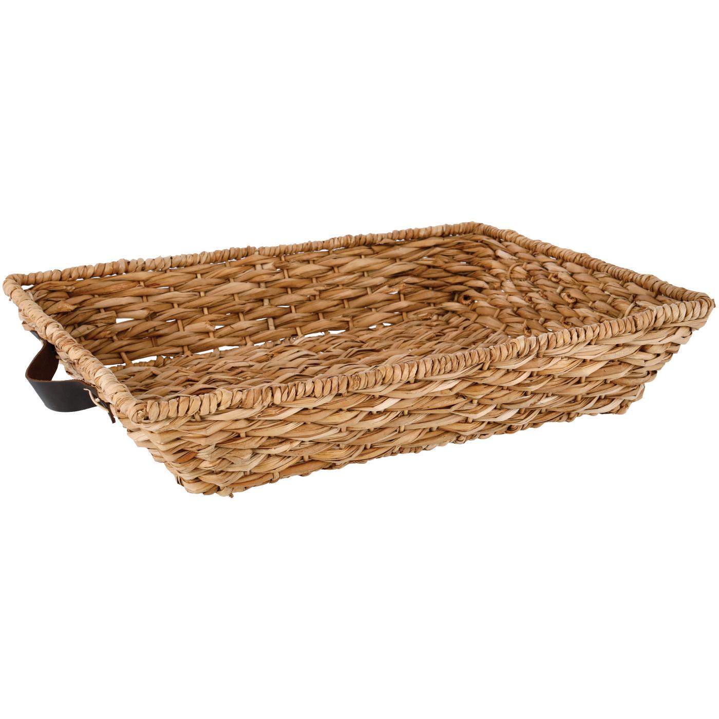Haven + Key Rectangular Basket Tray with Leather Handles - Natural ...