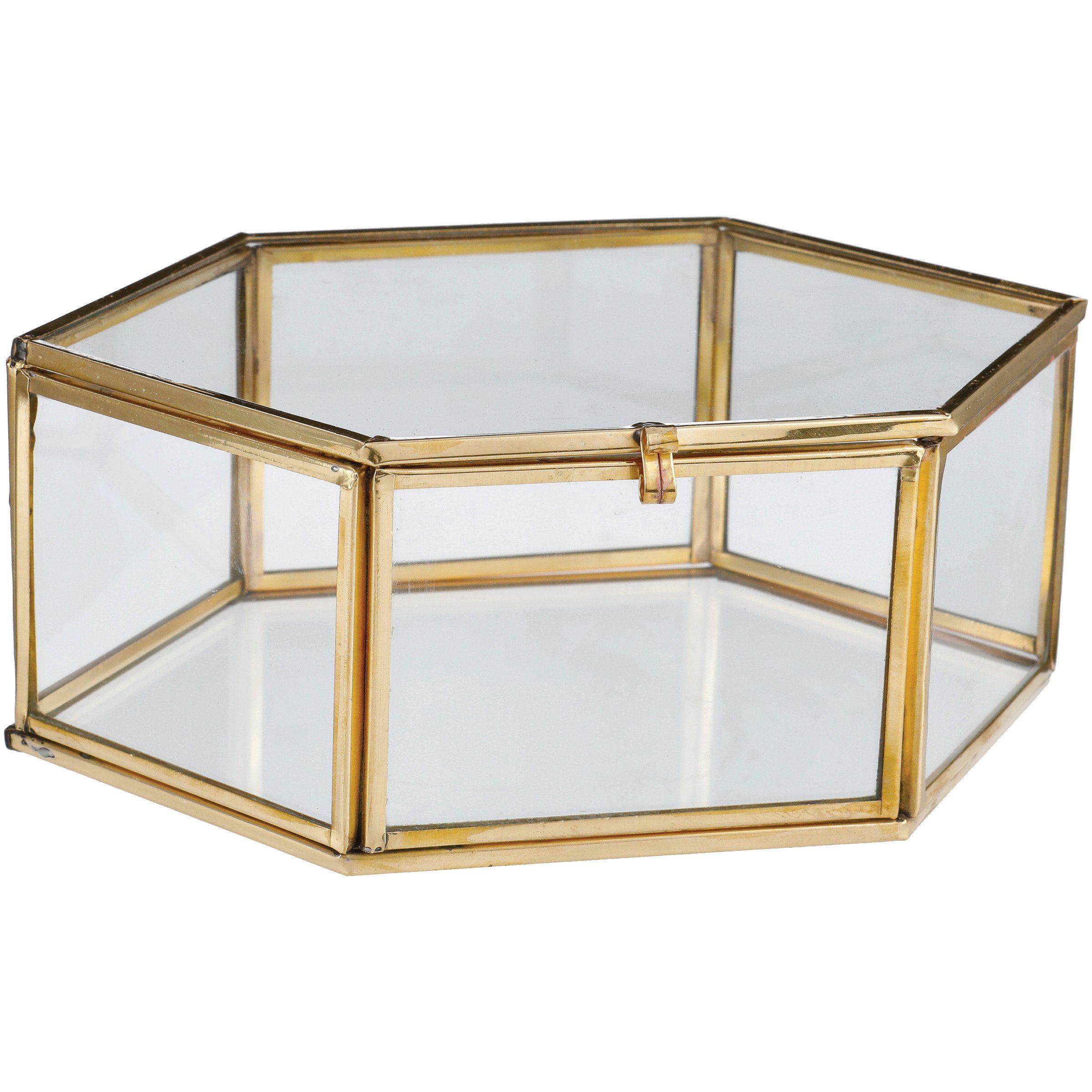 Haven + Key Hexagon Glass Jewelry Box with Golden Trim - Shop Seasonal ...