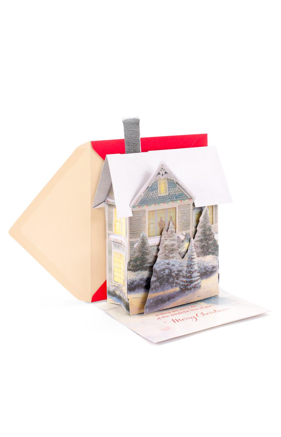 Hallmark Thomas Kinkade House Musical Christmas Pop Up Card with Lights ...