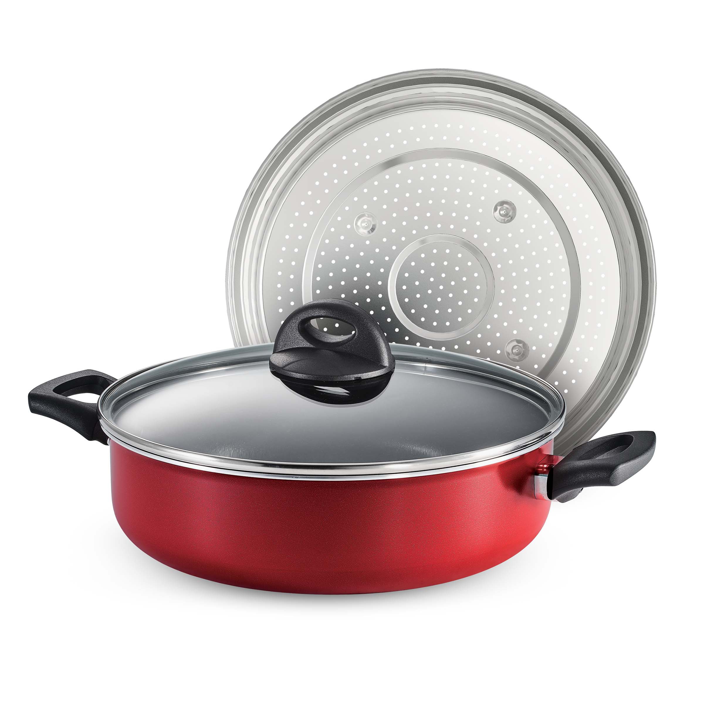 Tramontina Non-Stick Red Covered Pan with Steamer Insert - Shop Stock ...