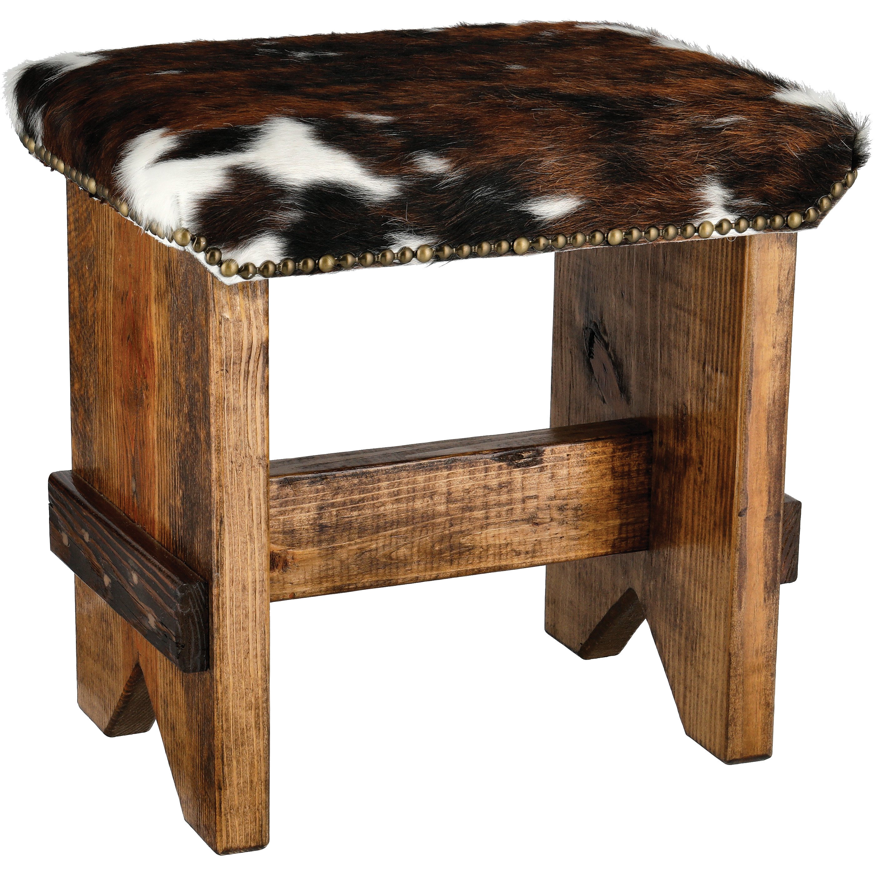 Texas Proud Cowhide Wood Stool - Tricolor - Shop Seasonal decor at H-E-B