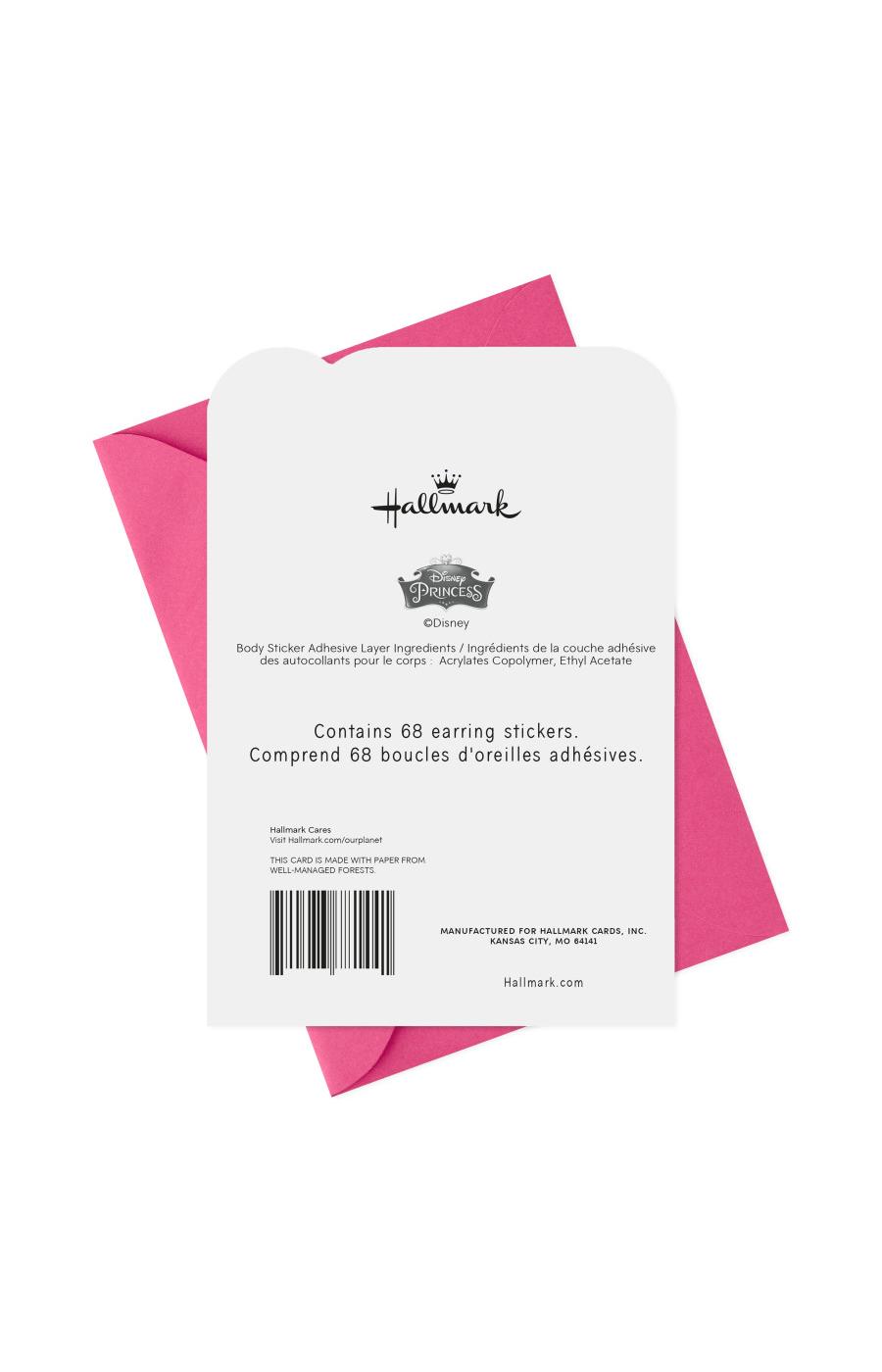 Hallmark Disney Princess Earring Stickers Birthday Card for Kids - E58 ...