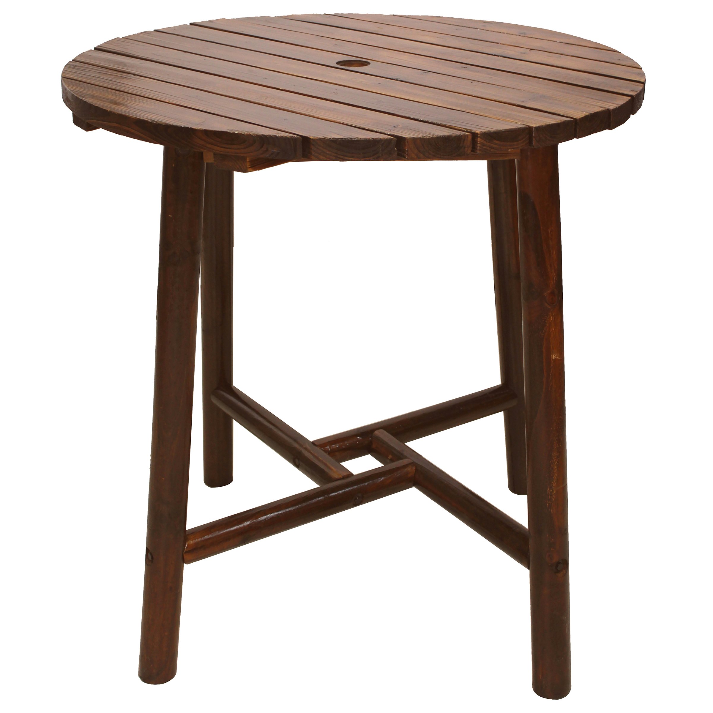 Leigh Country Char-Log Slatted Round Bar Height Table - Shop Patio ...