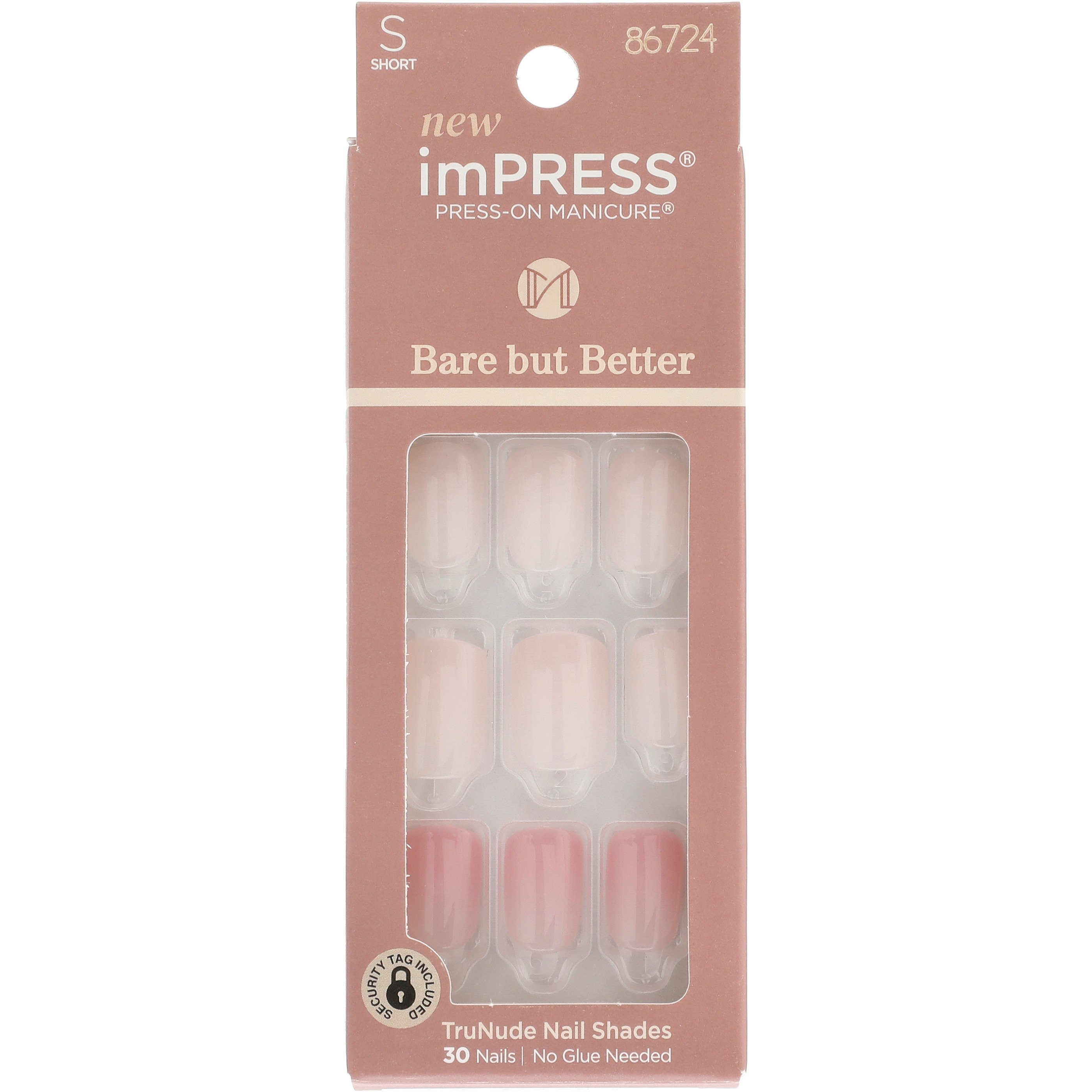 KISS ImPRESS Short Press-On Manicure Nails - Bare But Better - Shop ...