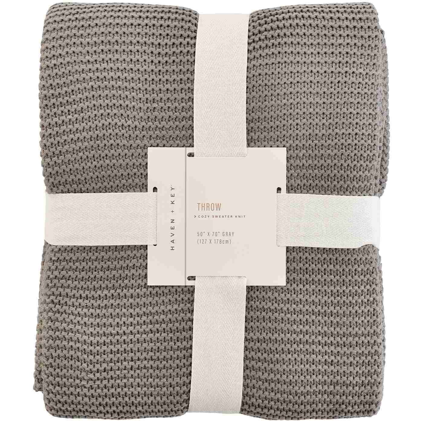 Haven + Key Cozy Sweater Knit Throw Blanket - Gray - Shop Blankets ...