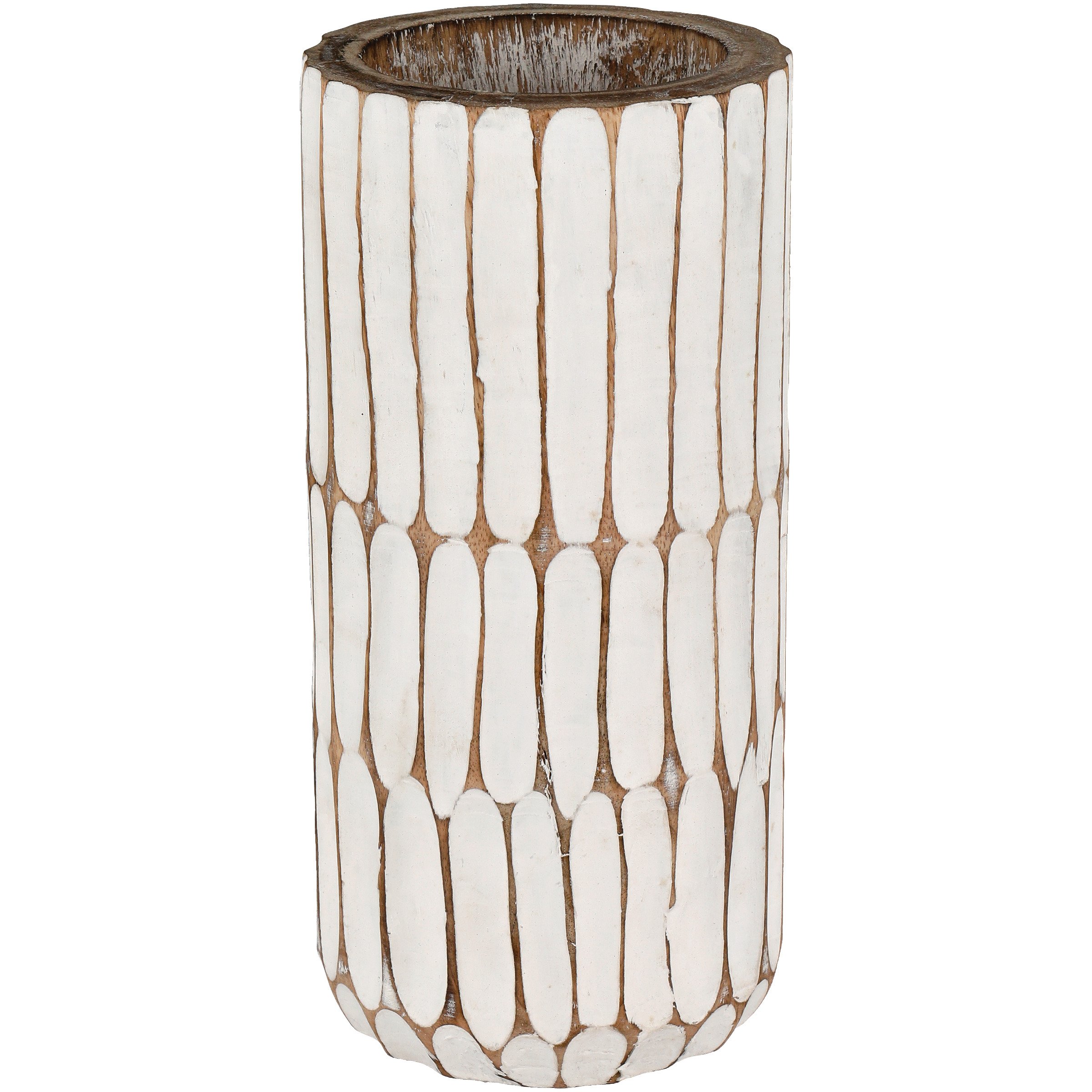Haven + Key Carved & Textured Wood Vase – White & Brown - Shop Seasonal ...