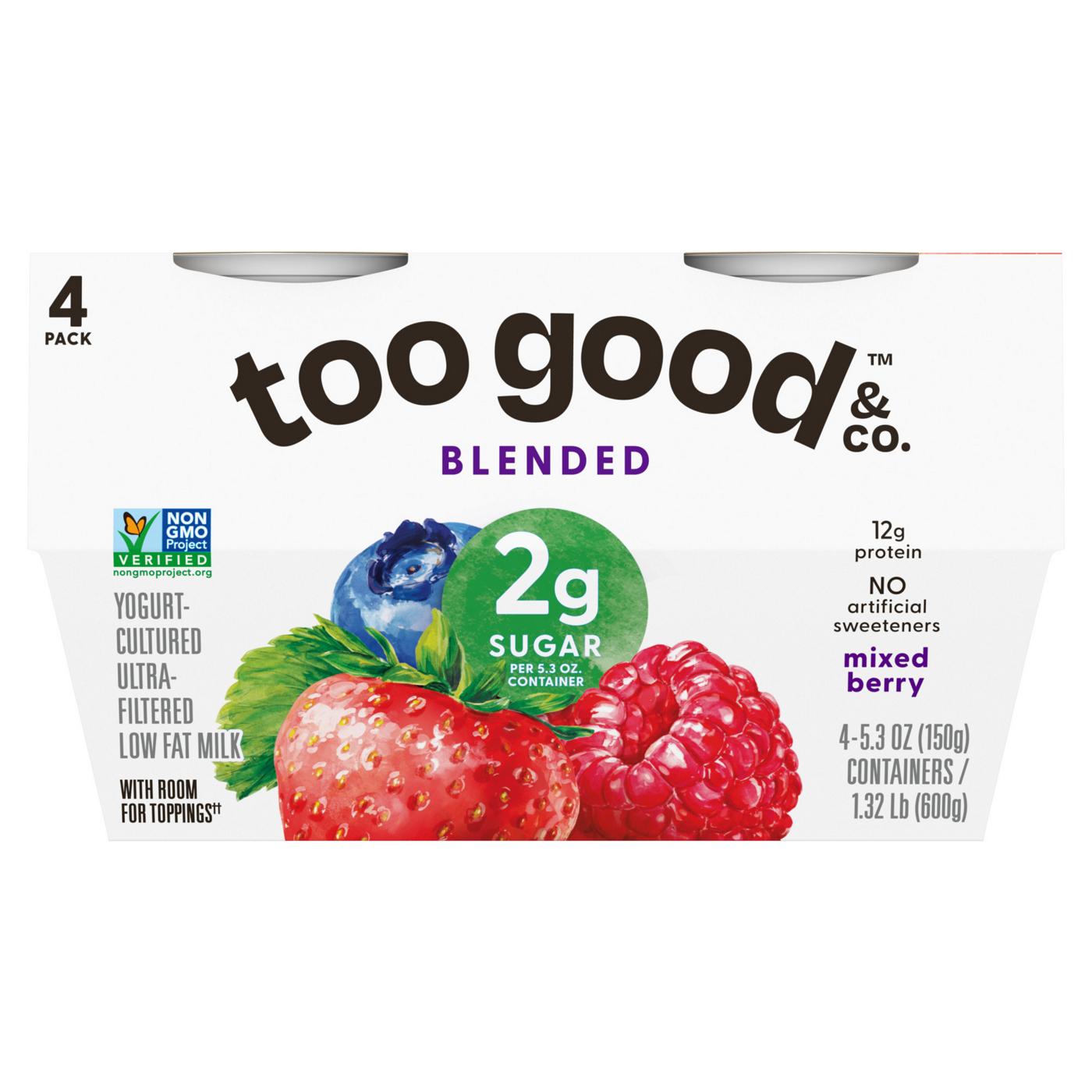 Too Good & Co. Lower Sugar 4 pk Yogurt - Mixed Berry - Shop Yogurt at H-E-B