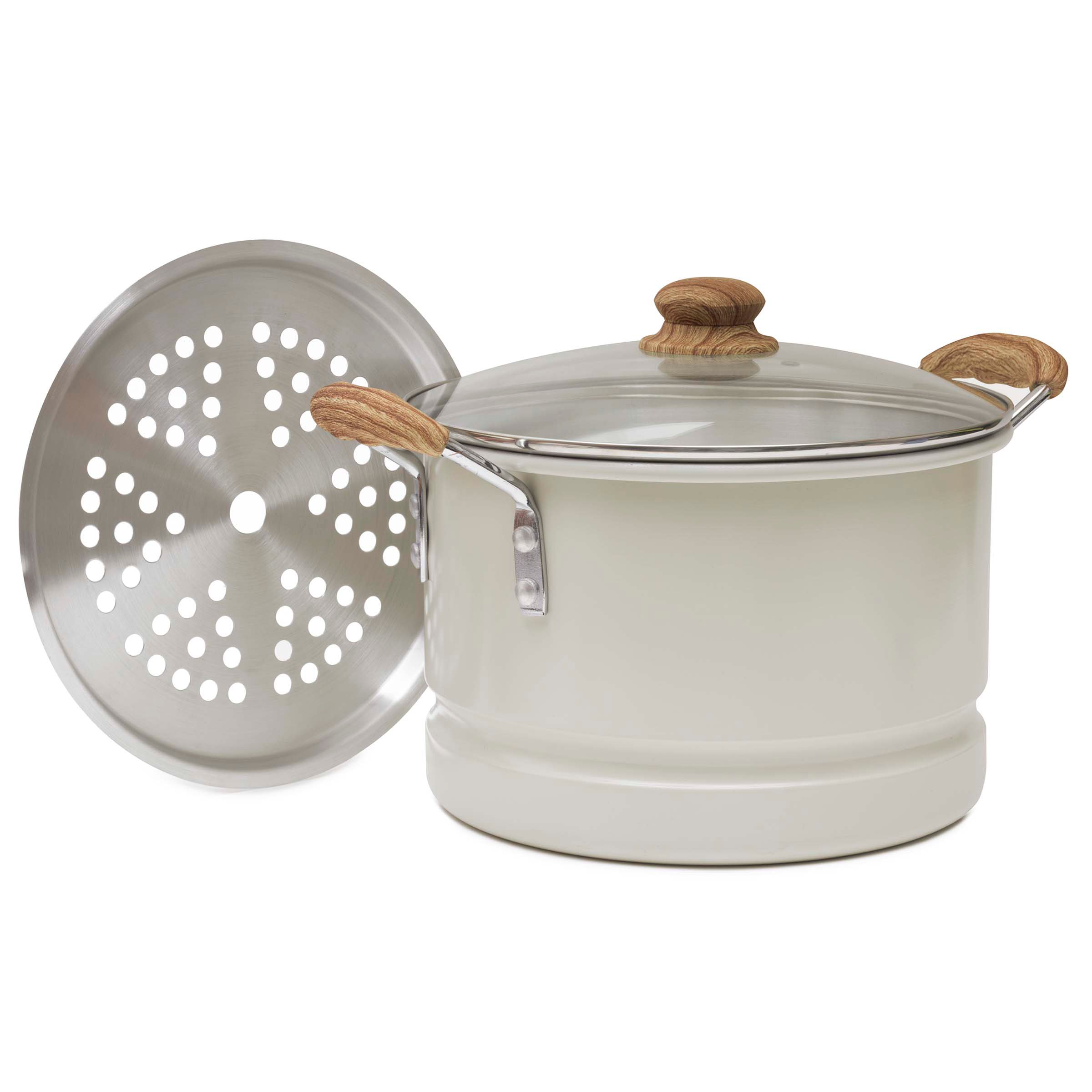 Cook Prep Eat Cream Aluminum Steamer with Glass Lid & Tray - Shop Stock ...