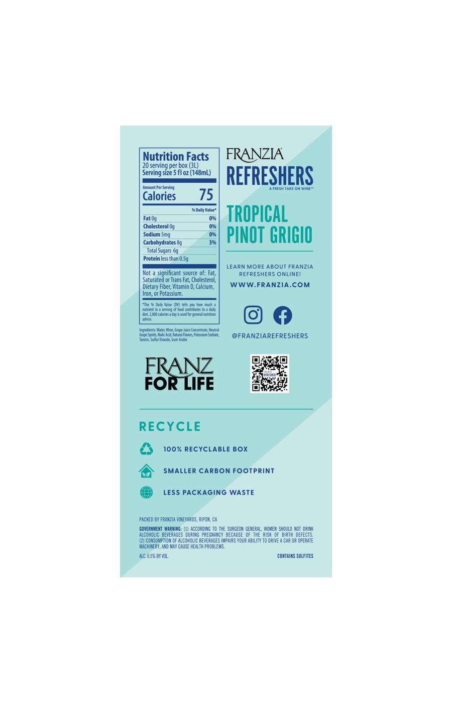 Franzia Refreshers Tropical Pinot Grigio - Shop Wine at H-E-B