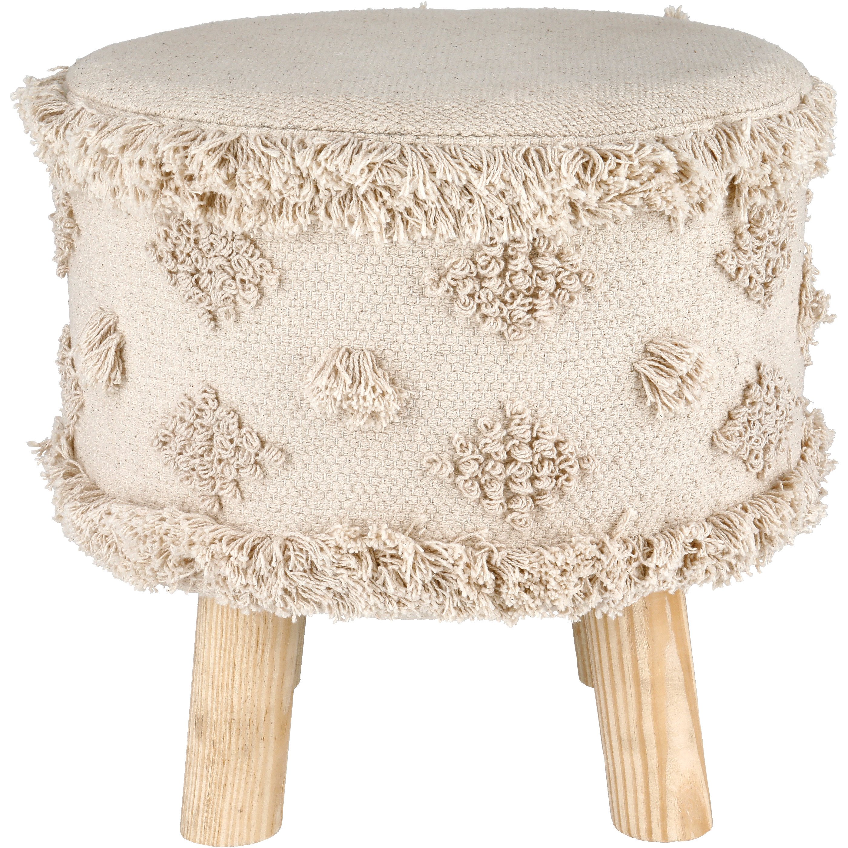 Haven + Key Round Wood Footed Textured Pouf - Natural - Shop Seasonal ...