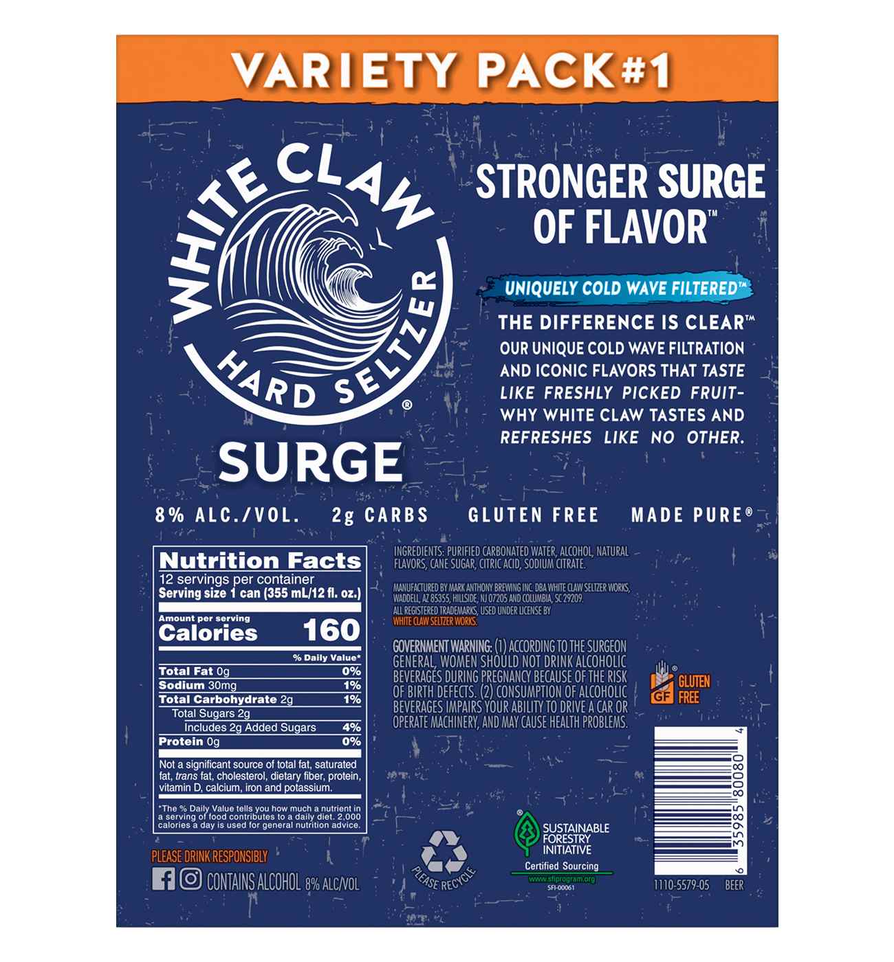 White Claw Surge Hard Seltzer Variety 12 pk Cans - Shop Malt beverages ...