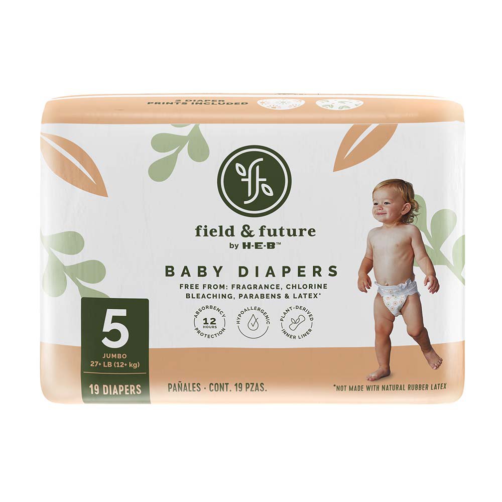 Field & Future by H-E-B Jumbo Pack Baby Diapers - Size 5, 19 ct ...