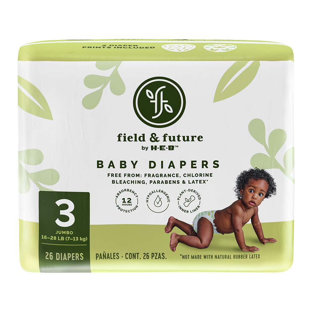 Field & Future by H-E-B Jumbo Pack Baby Diapers - Size 3, 26 ct ...