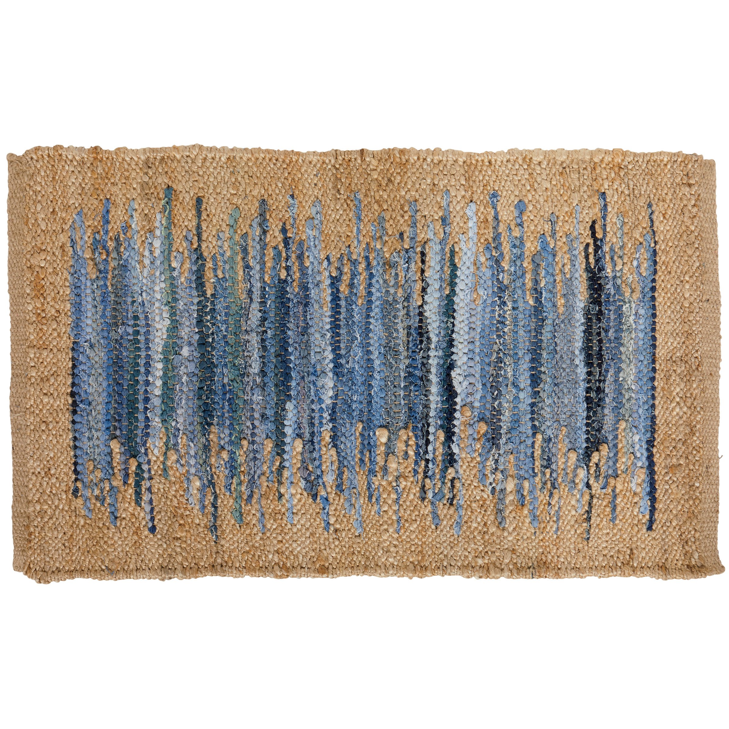 Texas Proud Jute & Cotton Accent Rug - Tan & Blue - Shop Rugs & mats at ...
