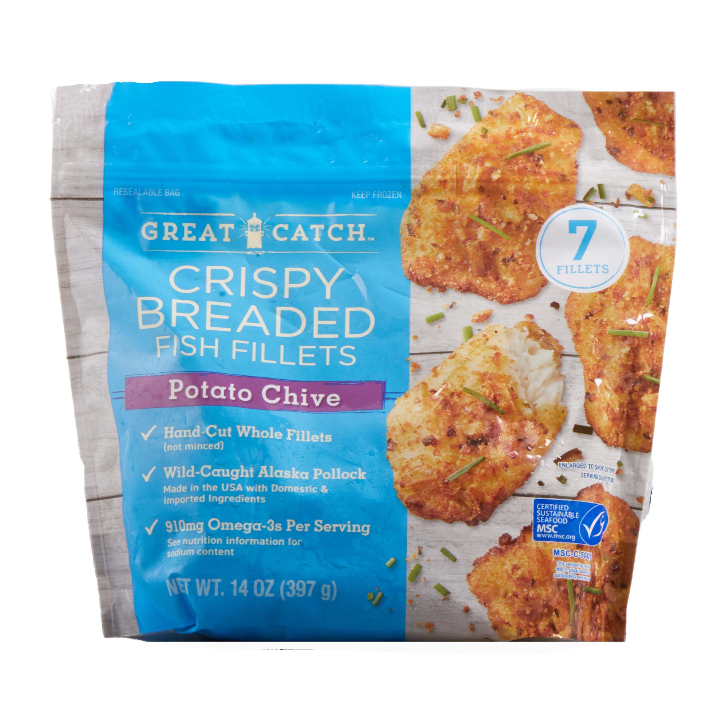 Great Catch Frozen Crispy Breaded Pollock Fish Fillets - Potato Chive ...
