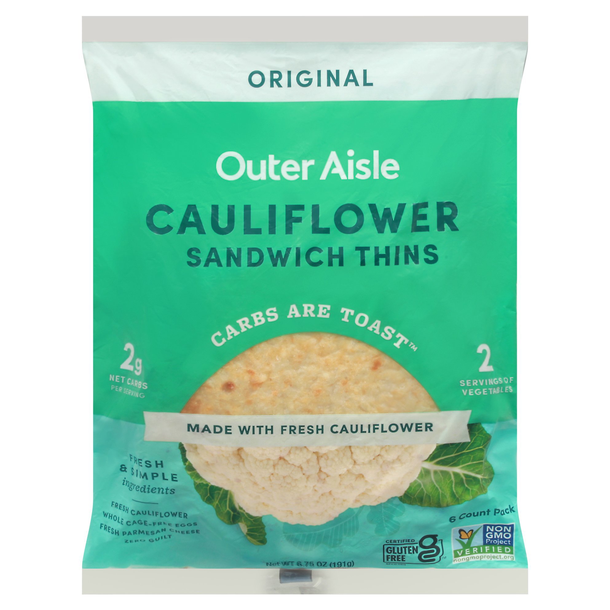 Outer Aisle Original Cauliflower Sandwich Thins Shop Loaves At H E B