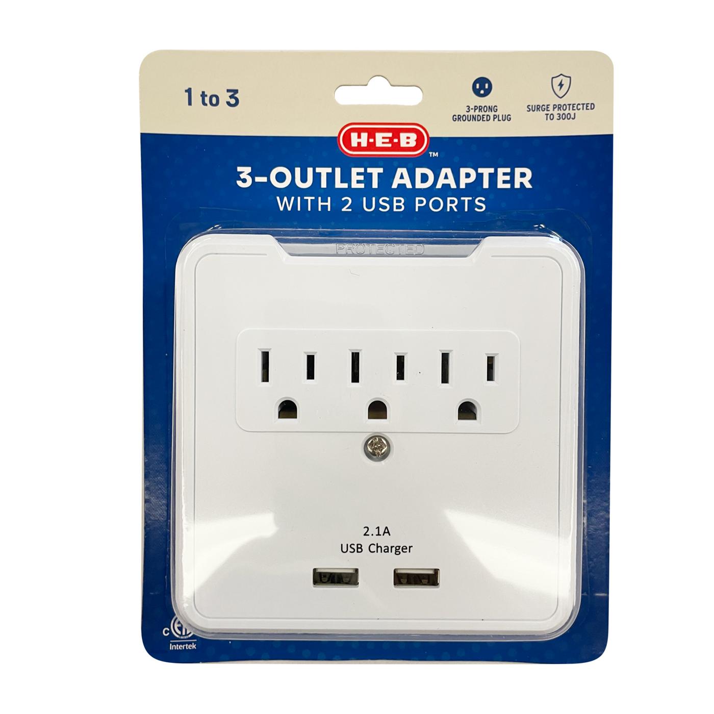 H-E-B 3-Outlet and USB Port Adapter - Shop Extension cords at H-E-B