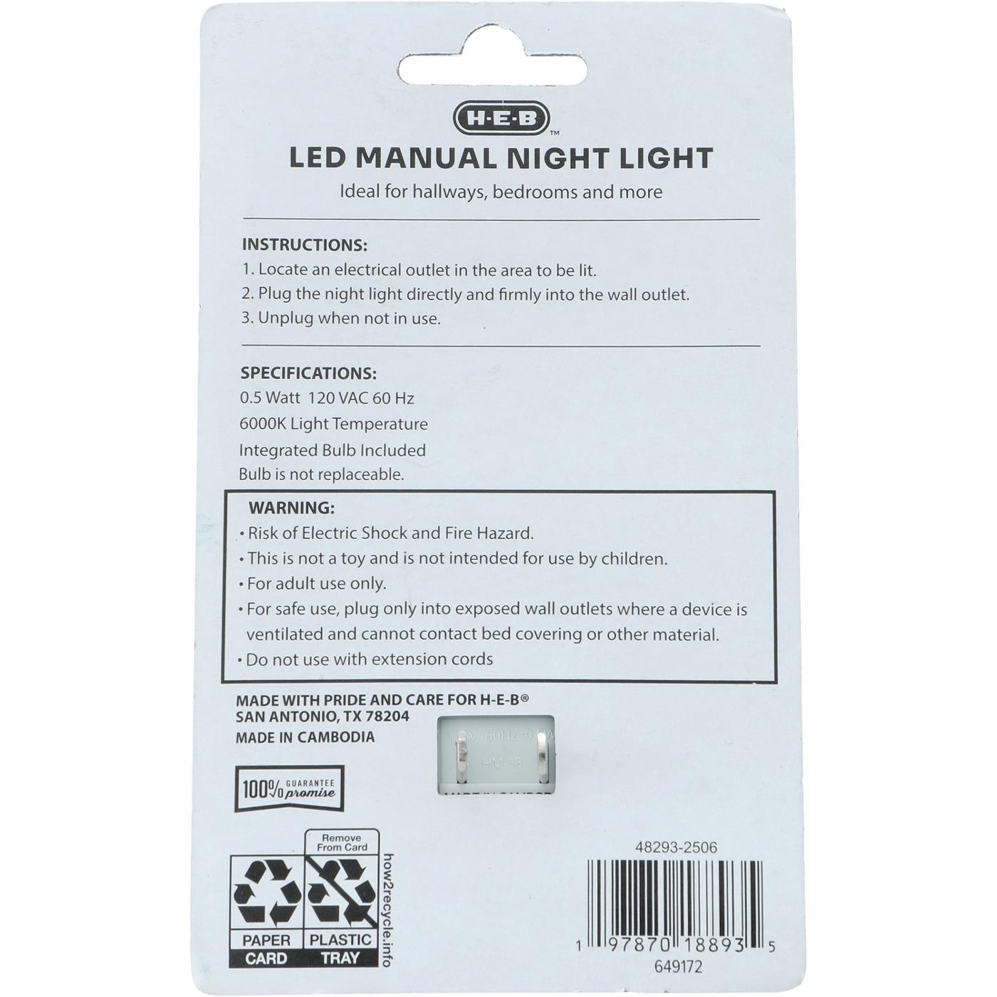 H-E-B LED Manual Night Light - Shop Lamps & lights at H-E-B