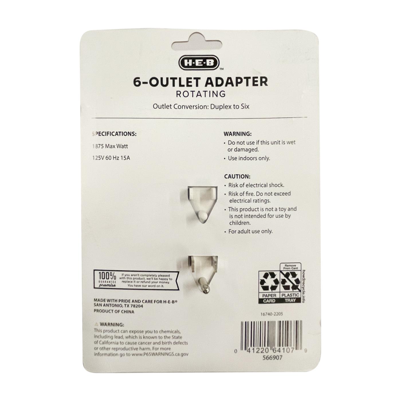 H-E-B 6-Outlet Swivel Adapter - Shop Extension cords at H-E-B