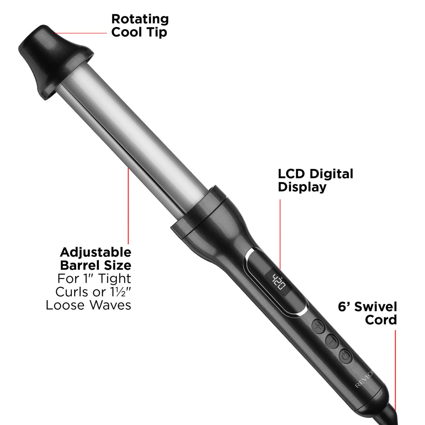 Revlon Adjustable Barrel 2-in-1 Curling Wand 1 in & 1-1/2 in - Shop ...