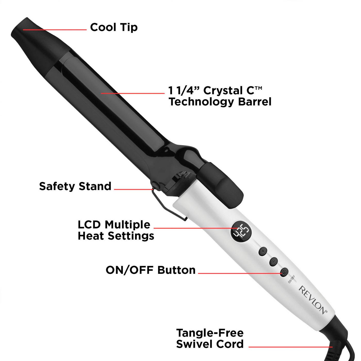 Revlon Crystal C + Ceramic Hair Curling Iron 1 -1/4 in - Shop Curling ...