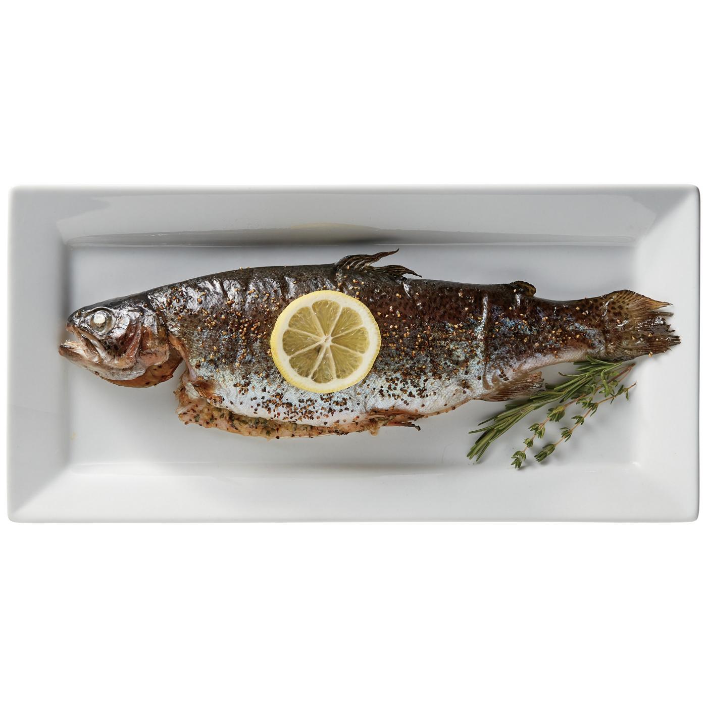 H-E-B Fish Market Stuffed Seasoned Whole Rainbow Trout - Garlic ...