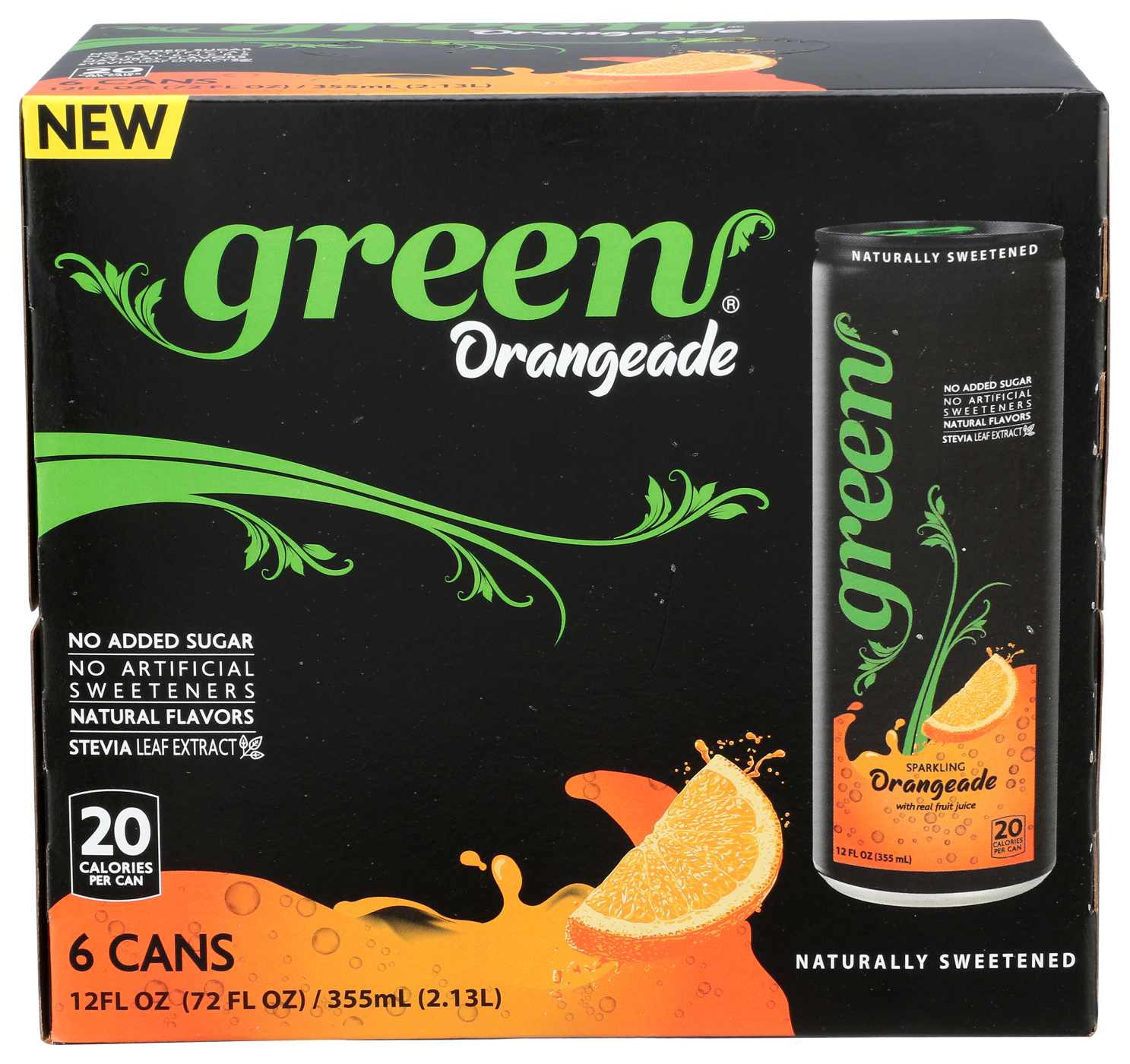 Green Sparkling Orangeade Soda 12 oz Cans - Shop Soda at H-E-B
