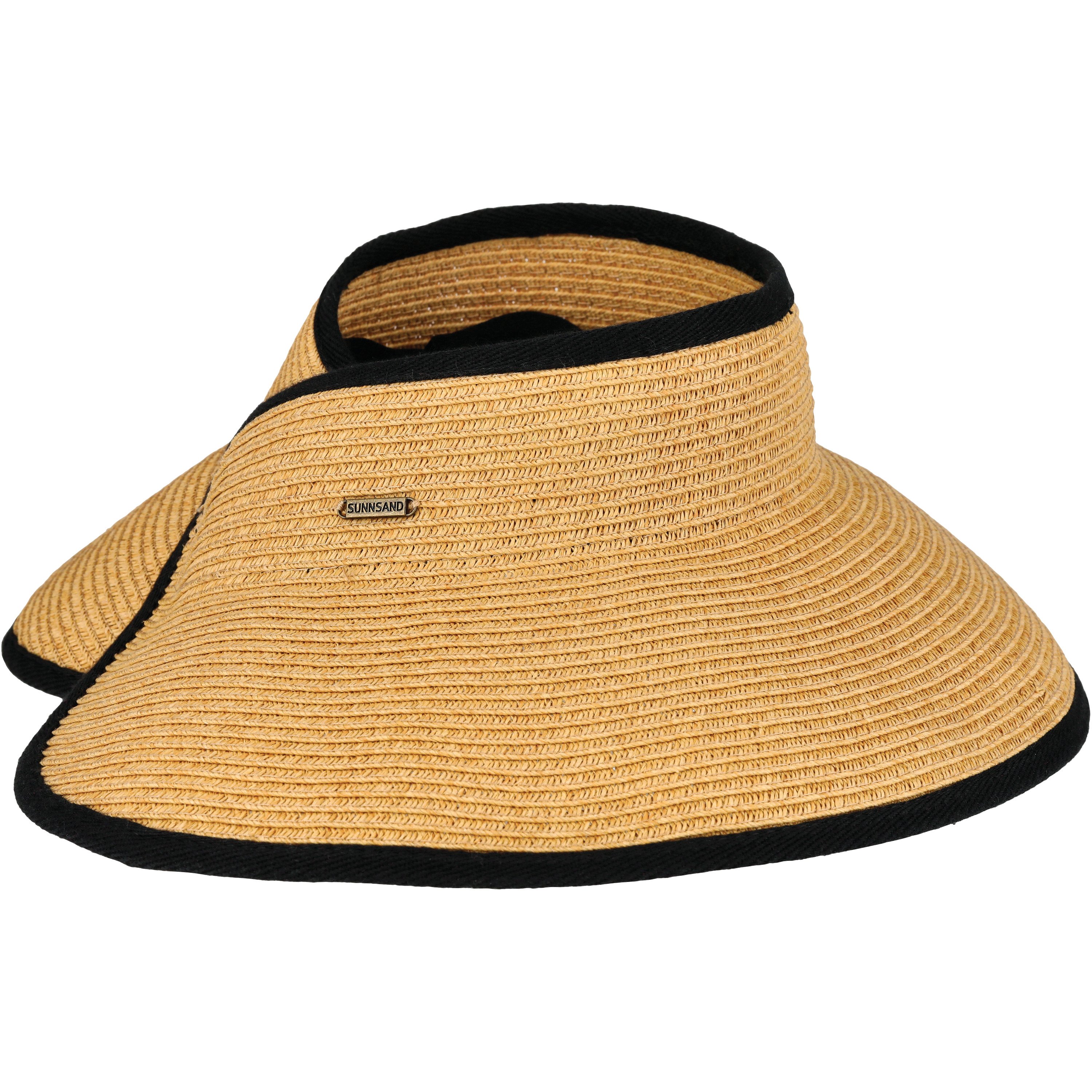 Sun N Sand Women's Paper Straw Roll-Up Sun Visor Hat - Tan & Black ...