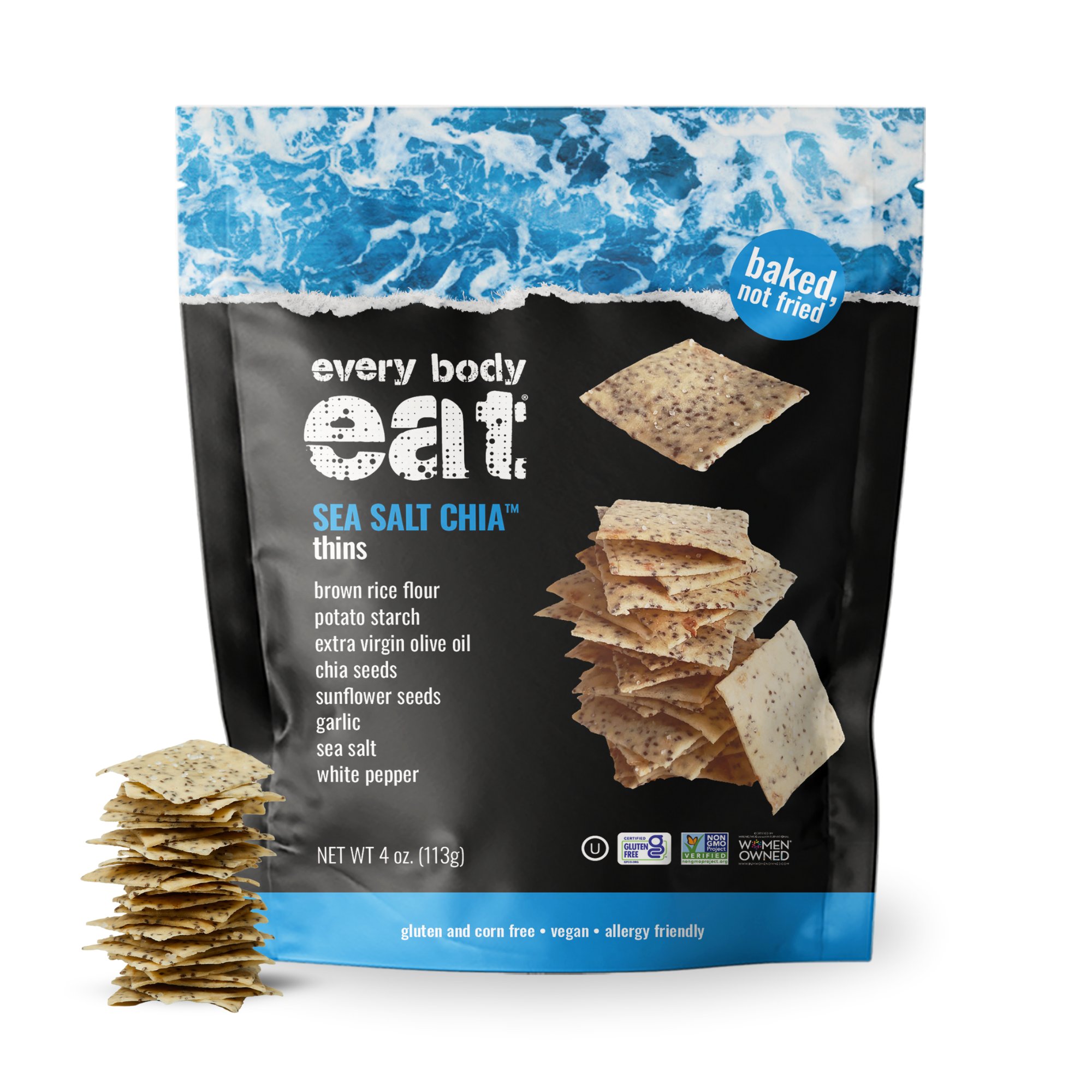 Every Body Eat Baked Thins - Sea Salt Chia, 4 oz | Central Market ...