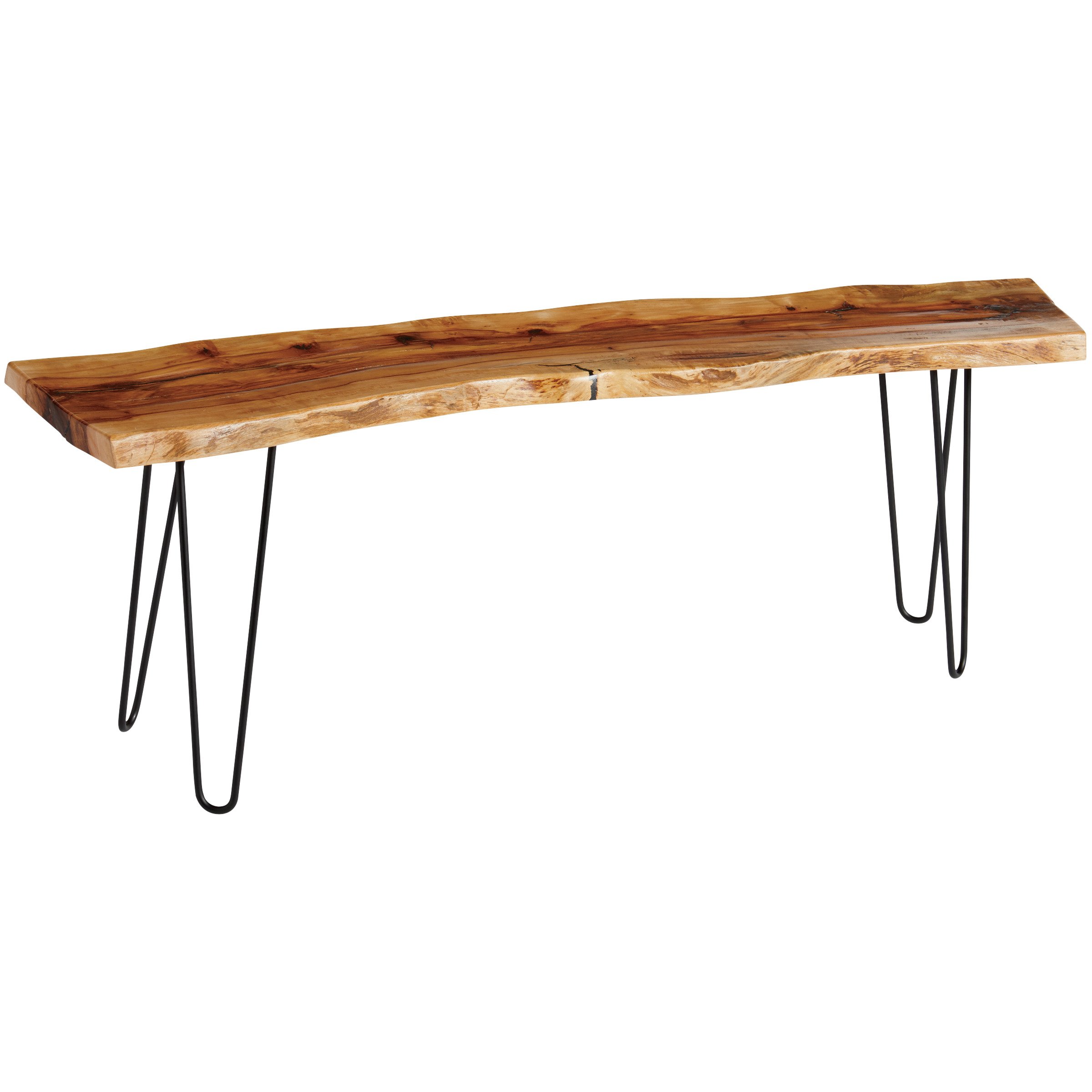 Texas Proud Pecan Live Edge Wooden Bench with Hairpin Legs - Shop ...