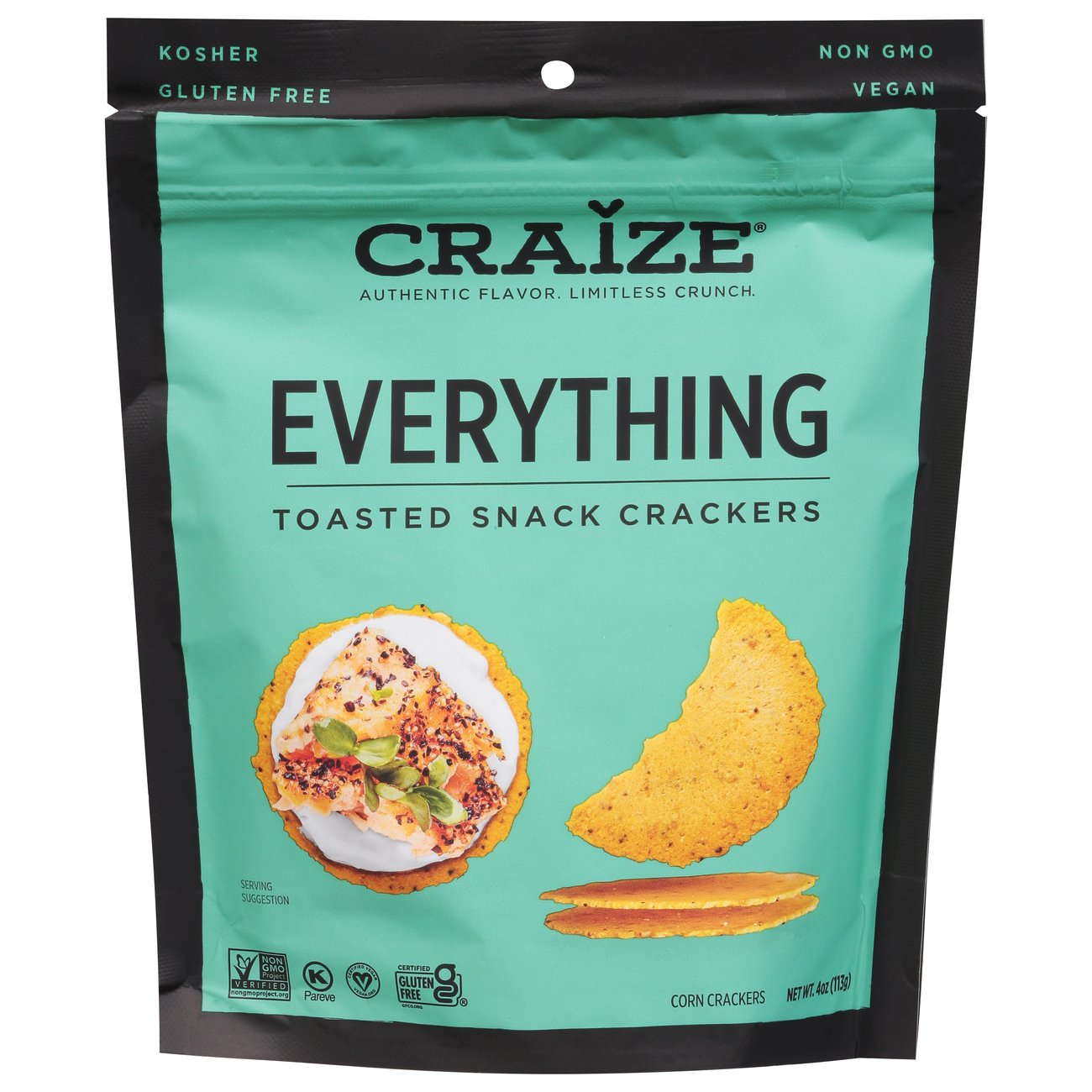 Craize Everything Toasted Corn Crackers, 4 oz | Central Market - Really ...