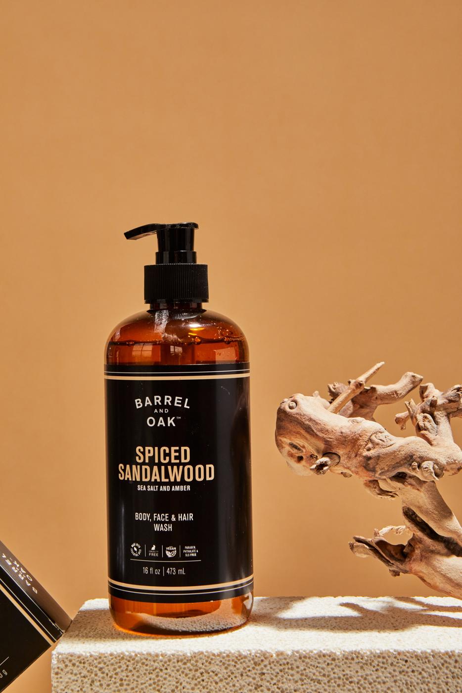 Barrel and Oak Spiced Sandalwood Body Face & Hair Wash - Sea Salt ...