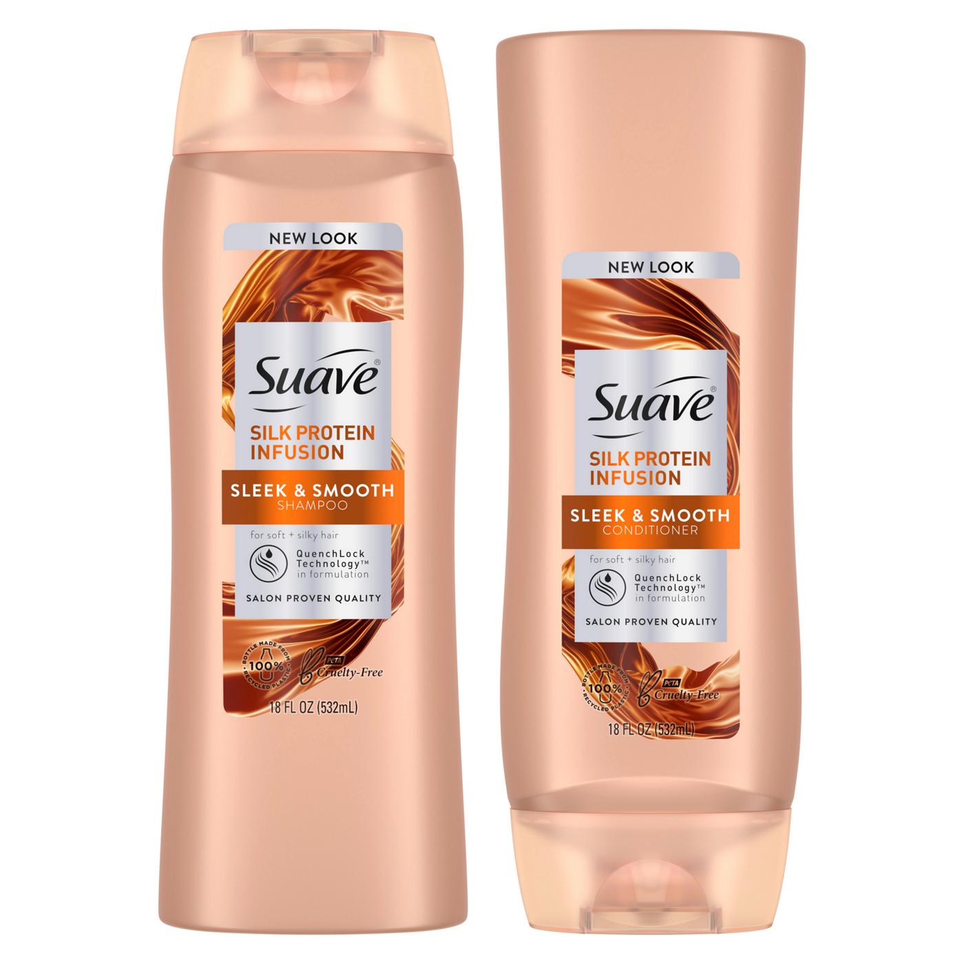 Suave Sleek & Smooth Silk Protein Infusion Shampoo and Conditioner 2 pk ...
