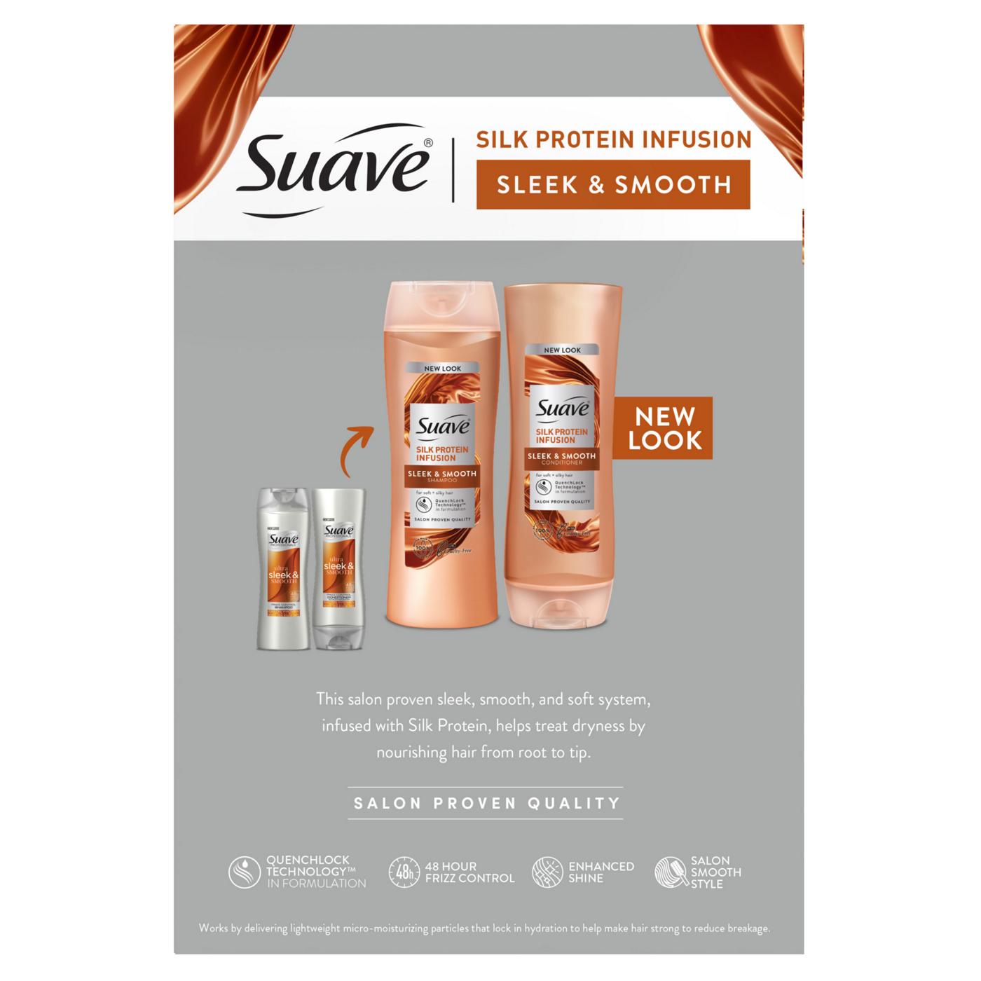 Suave Sleek & Smooth Silk Protein Infusion Shampoo and Conditioner 2 pk ...