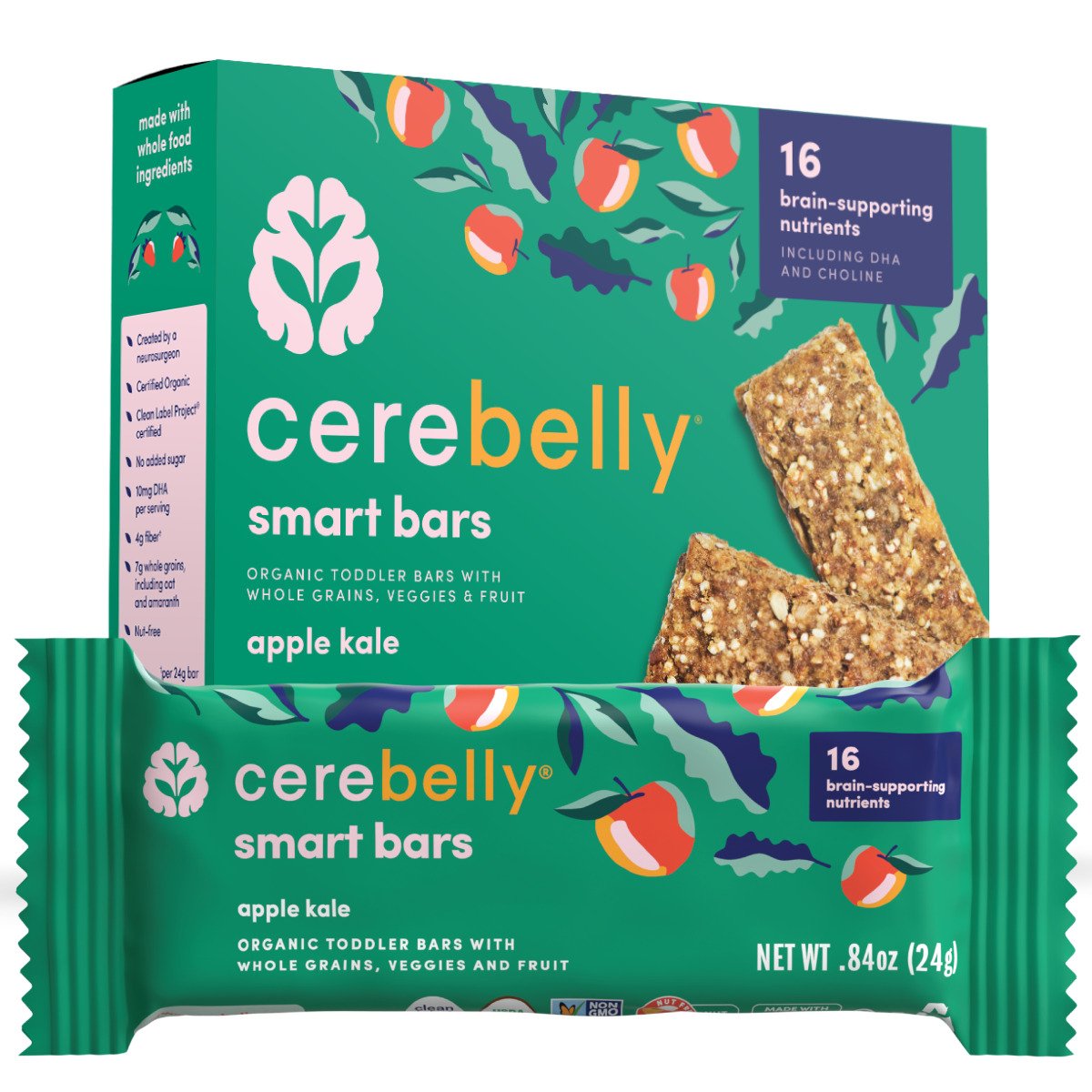 Cerebelly Organic Smart Bars - Apple & Kale - Shop Toddler food at H-E-B