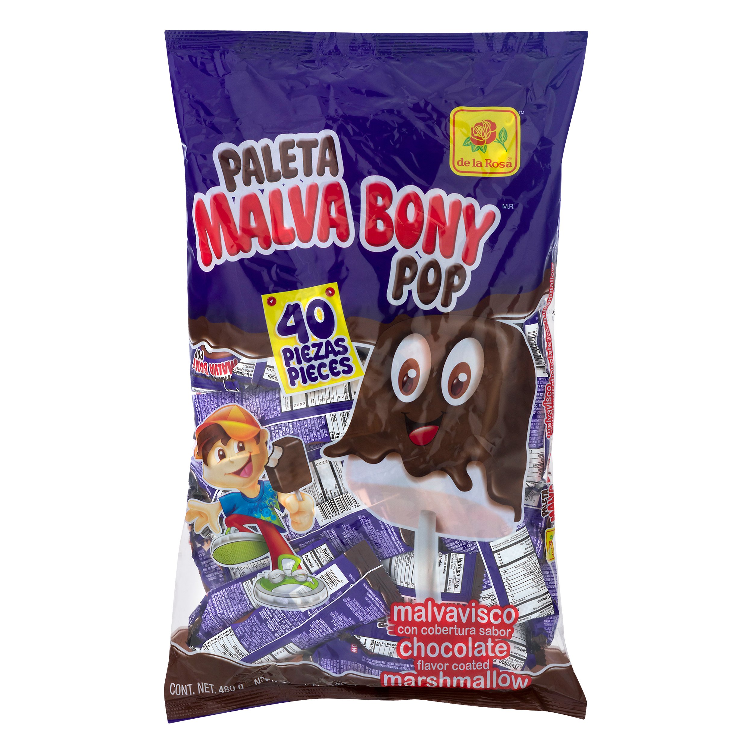 De La Rosa Paleta Malva Bony Chocolate Marshmallow Pops - Shop Candy at ...