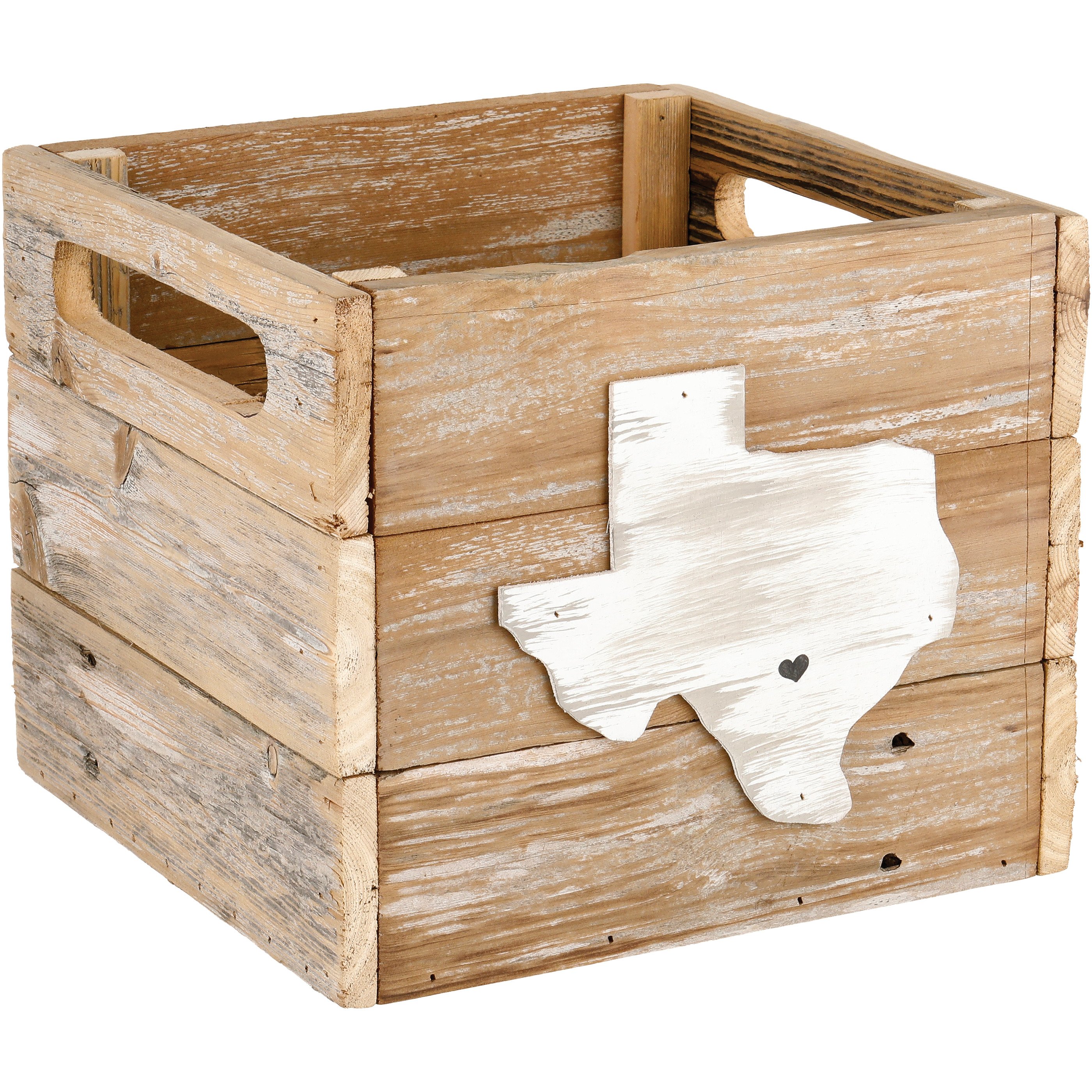 Texas Proud Texas Heart Square Storage Crate in Repurposed Wood - Shop ...