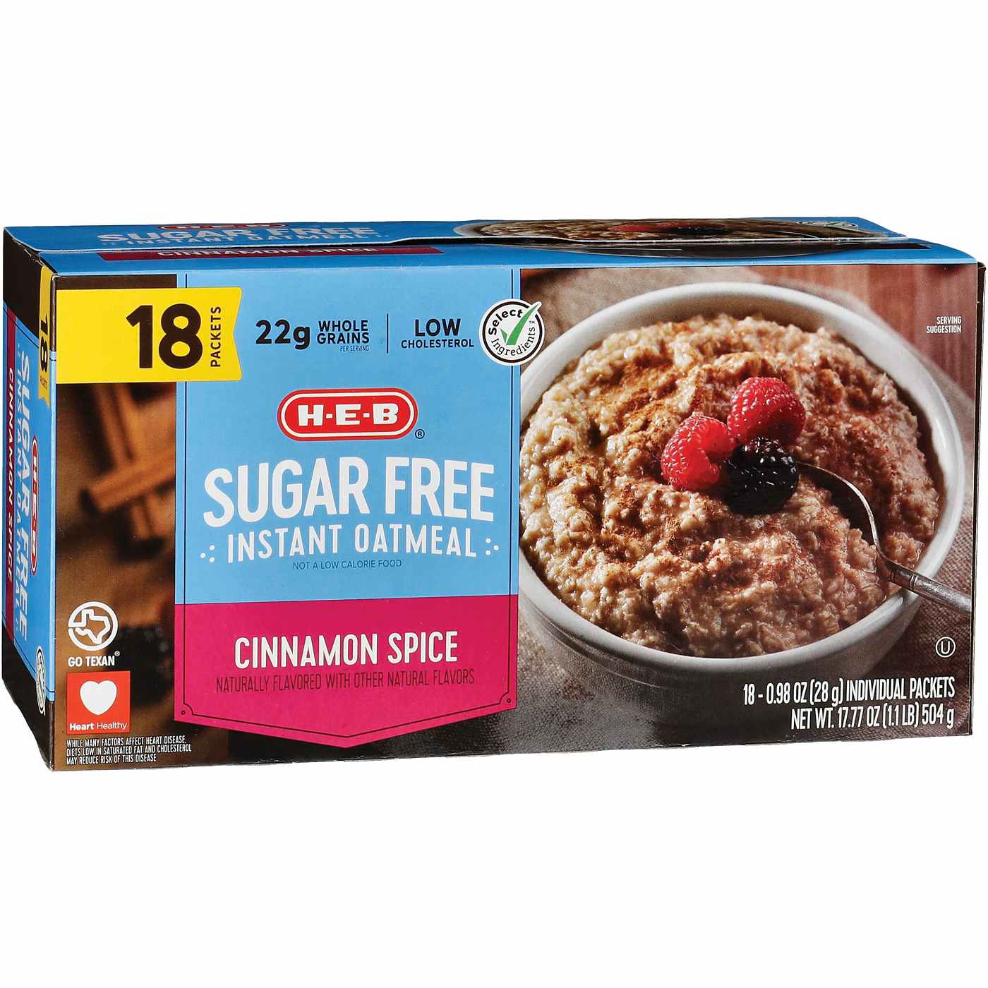 H-E-B Sugar Free Instant Oatmeal - Cinnamon Spice - Shop Oatmeal & hot ...