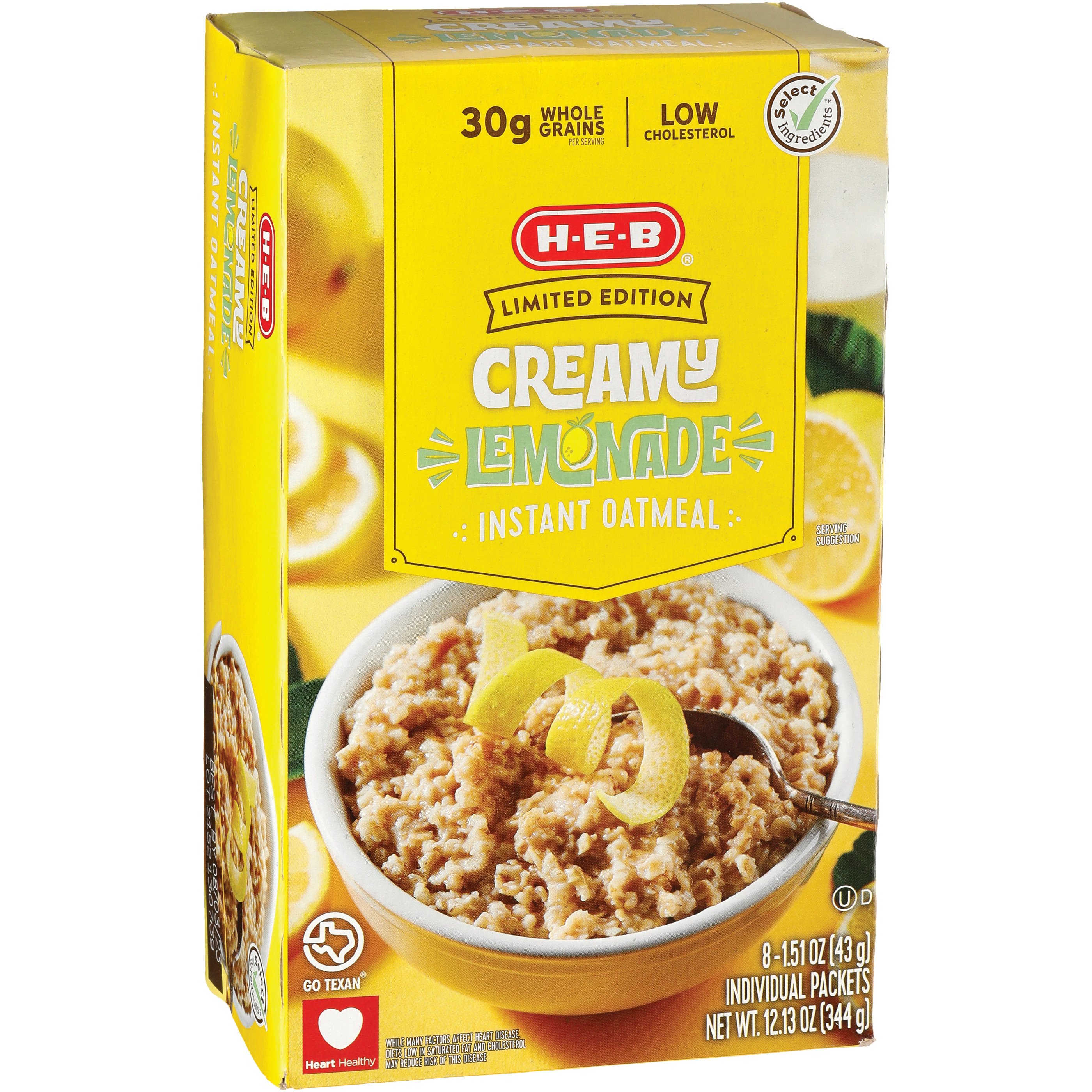 H-E-B Instant Oatmeal - Creamy Lemonade - Shop Oatmeal & hot cereal at ...