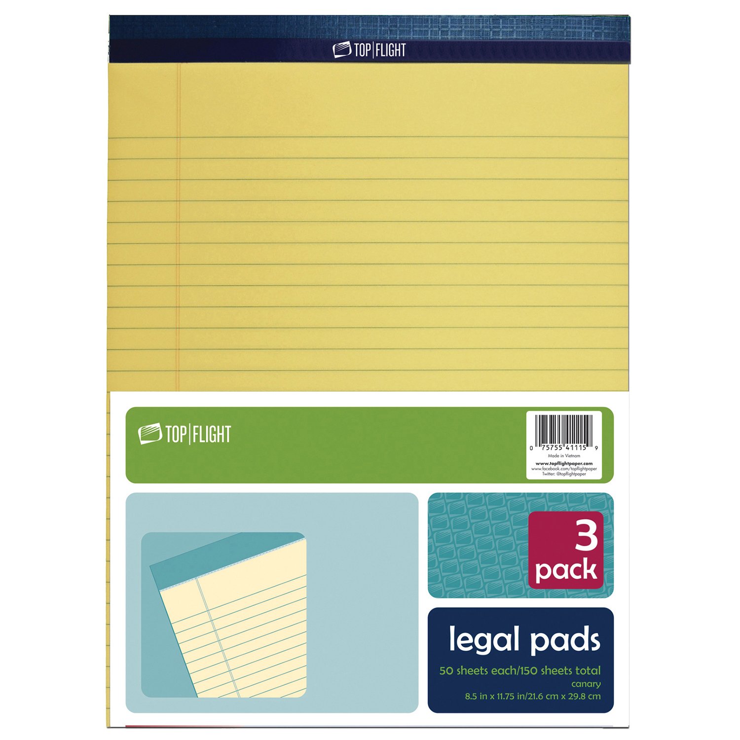 Top Flight Legal Pads - Canary, 3 Pk - Shop Notebooks at H-E-B