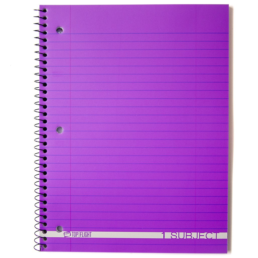 Top Flight 1 Subject Wide Rule Spiral Poly Notebook - Purple - Shop ...