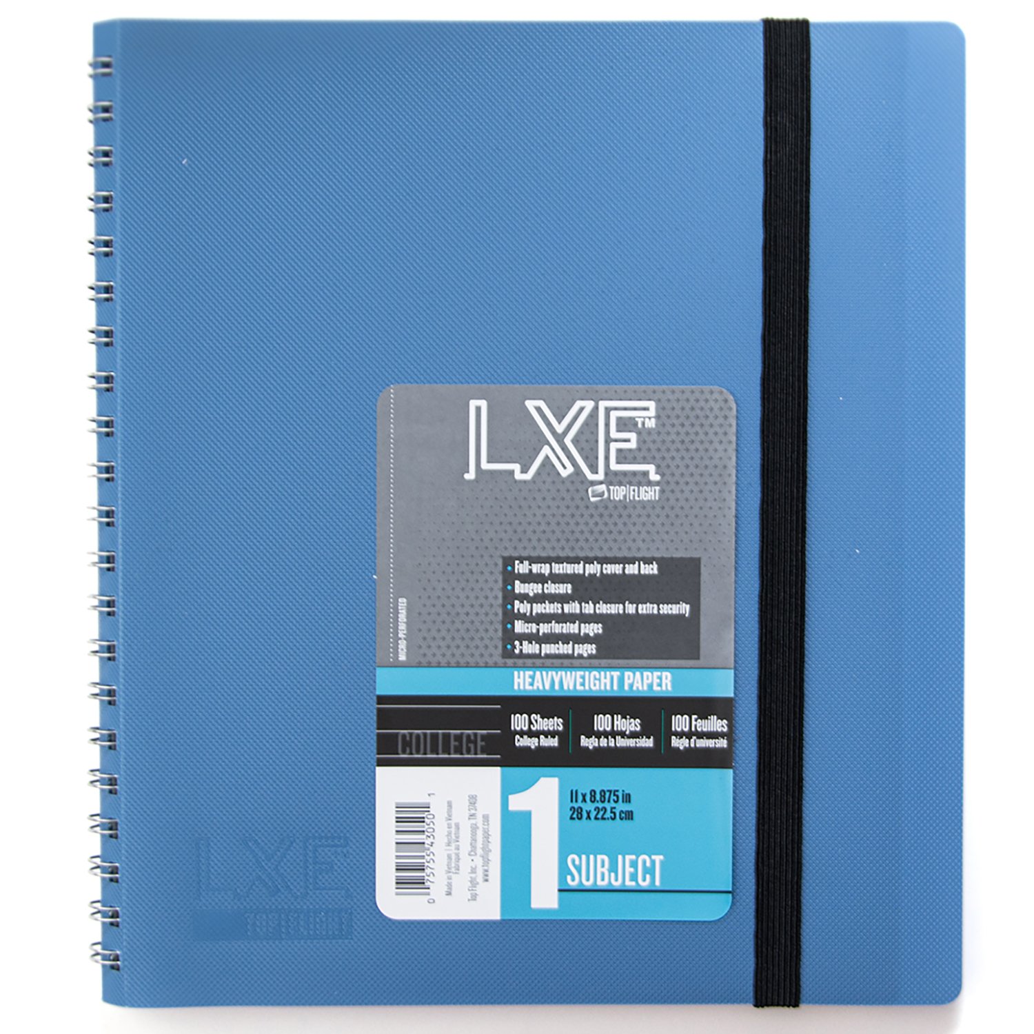 Top Flight LXE 1 Subject College Ruled Spiral Poly Notebook - Blue ...
