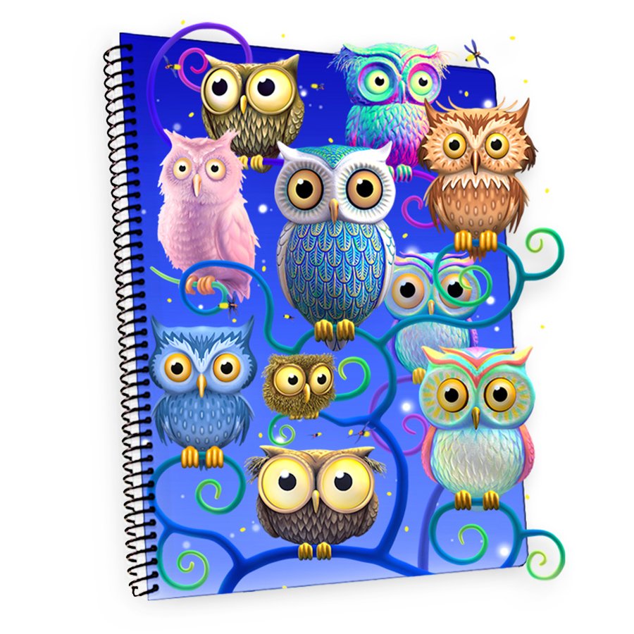 Artgame Mystic Owls Lenticular College Ruled Fashion Spiral Notebook ...