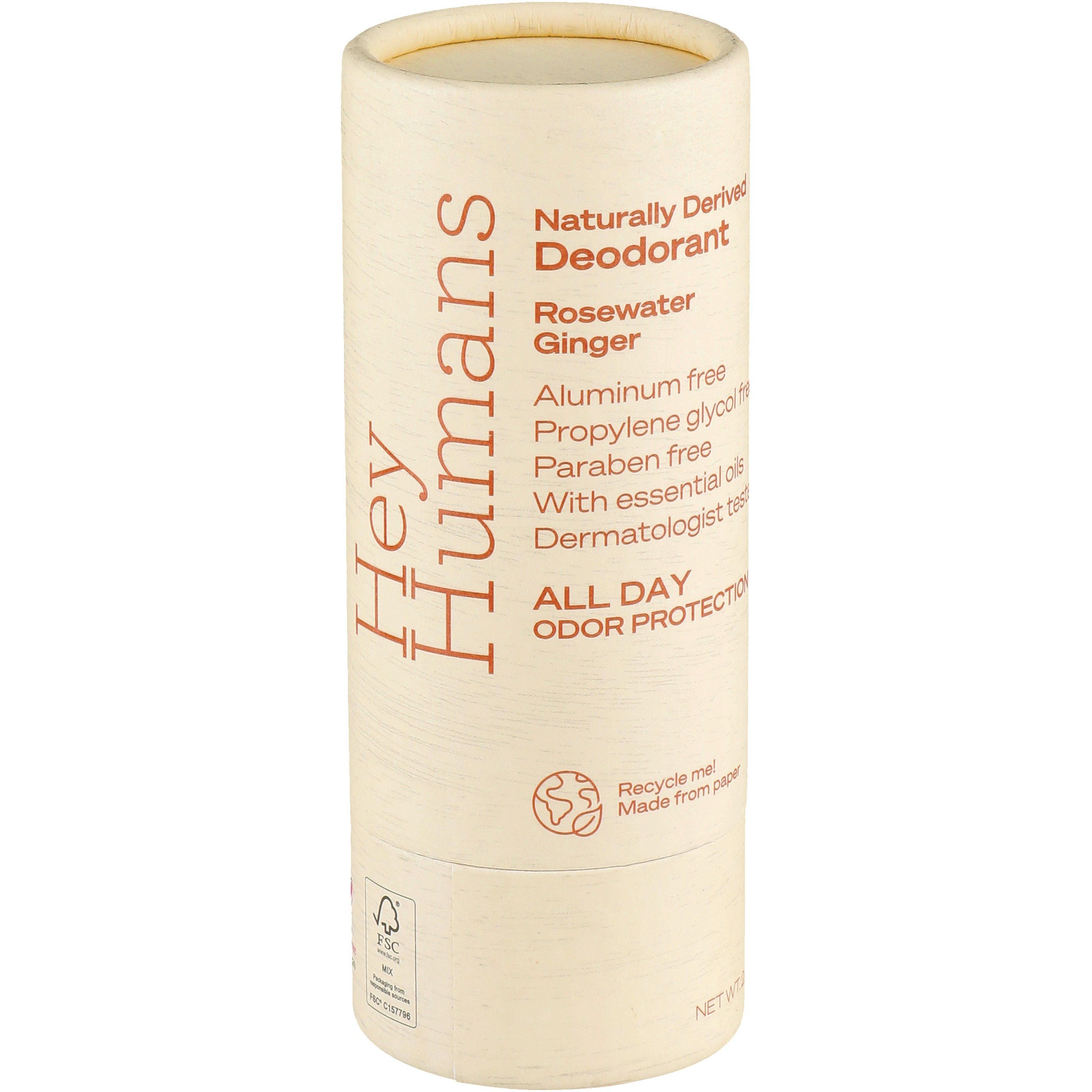 Hey Humans Naturally Derived Deodorant Rosewater Ginger - Shop Bath ...