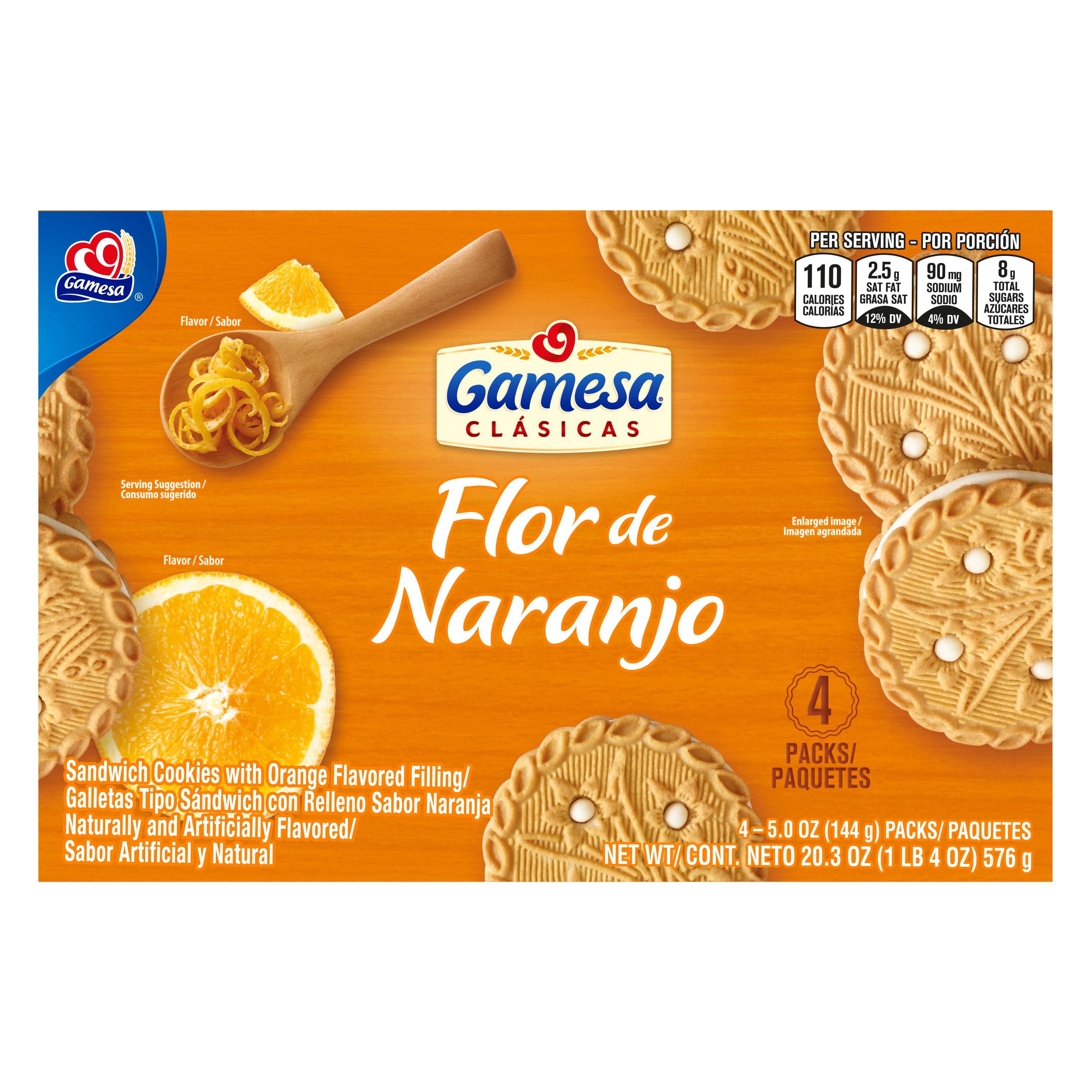 Gamesa Clasicas Flor De Naranjo Orange Sandwich Cookies - Shop Cookies ...