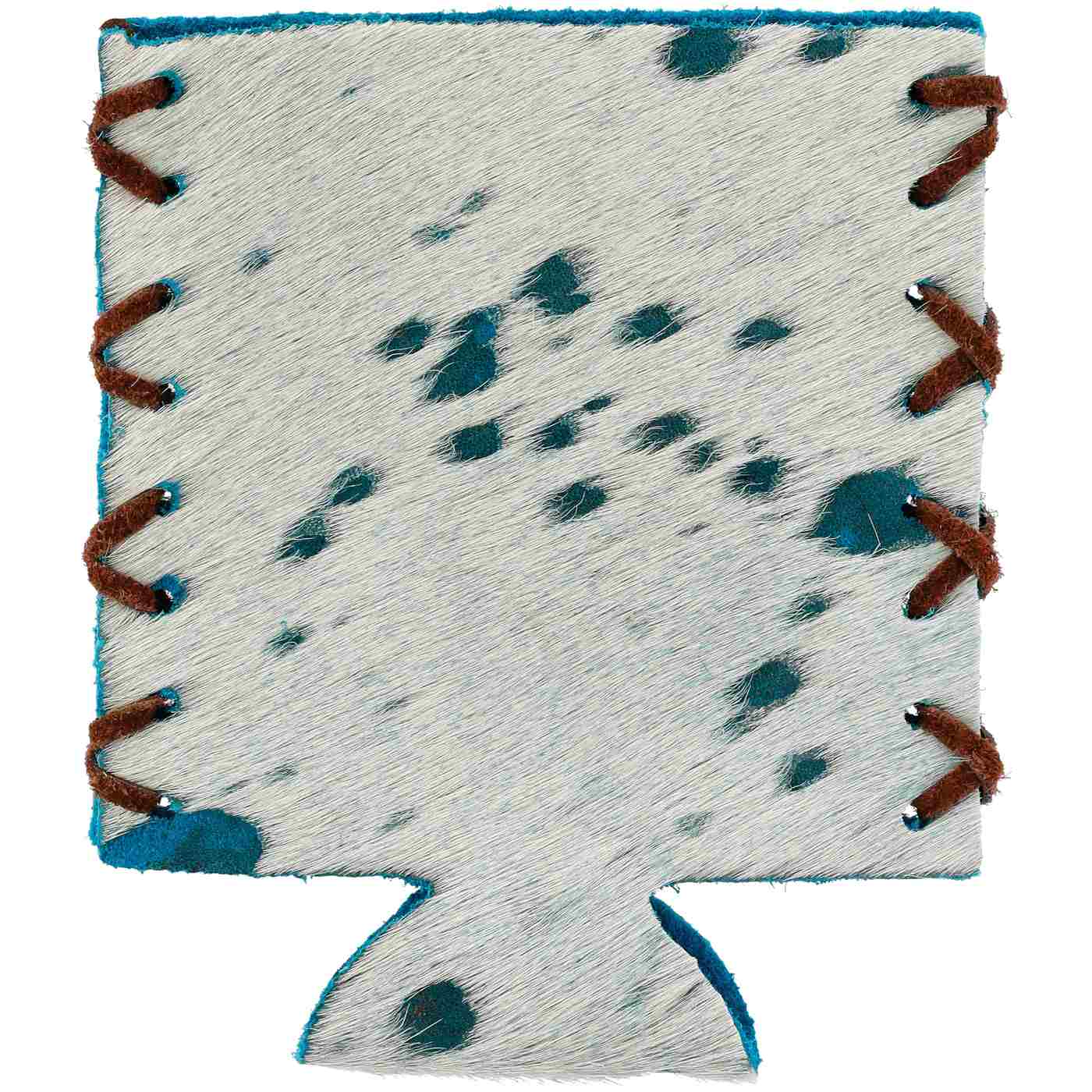 Texas Proud Turquoise Cowhide Koozie with Leather Lacing - Shop Bar ...
